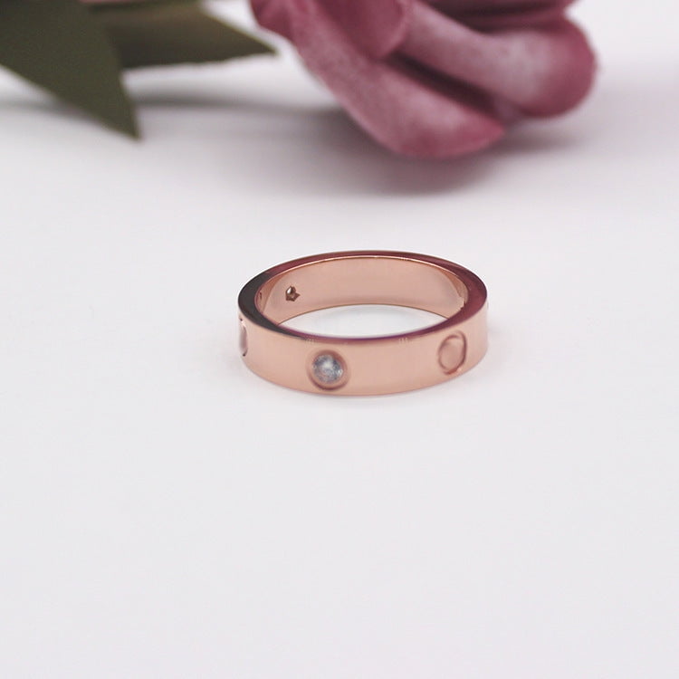 Titanium Steel Couple Ring With Screw Design Gem Inlay - Walmart.com