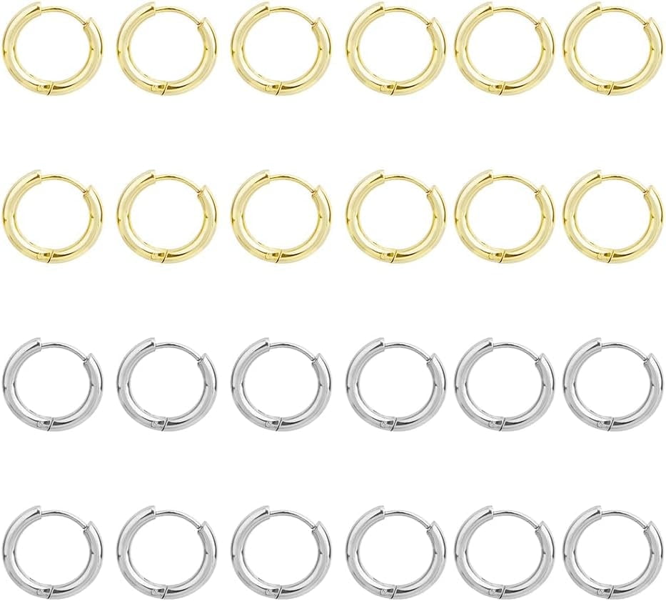 Titanium Steel Hoop Earrings Small Huggie Earrings Hoops 17mm Sleeper ...