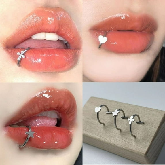 Titanium Steel Lip Ring Horseshoe Closed Loop Lip Stud Ear Bone ...