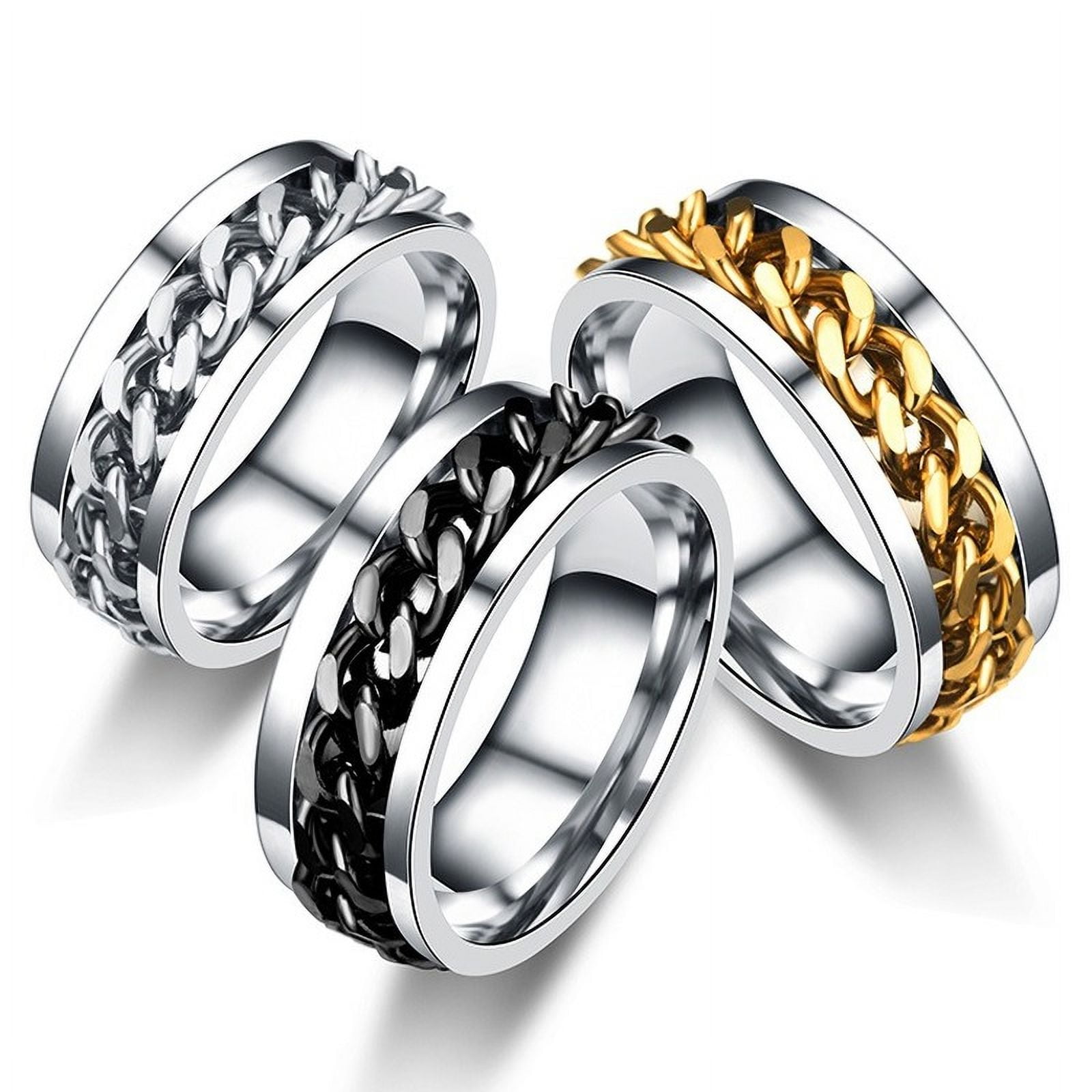 Titanium Steel Rotatable Chain Rings for Women Men Spinner Ring ...