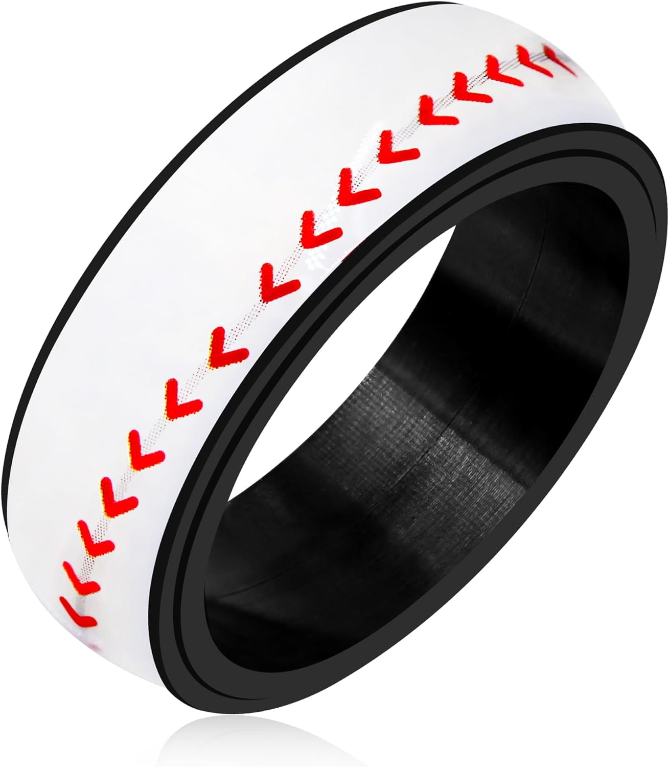 Titanium Steel Stress Relief Anxiety Ring 8mm - Baseball Pattern ...