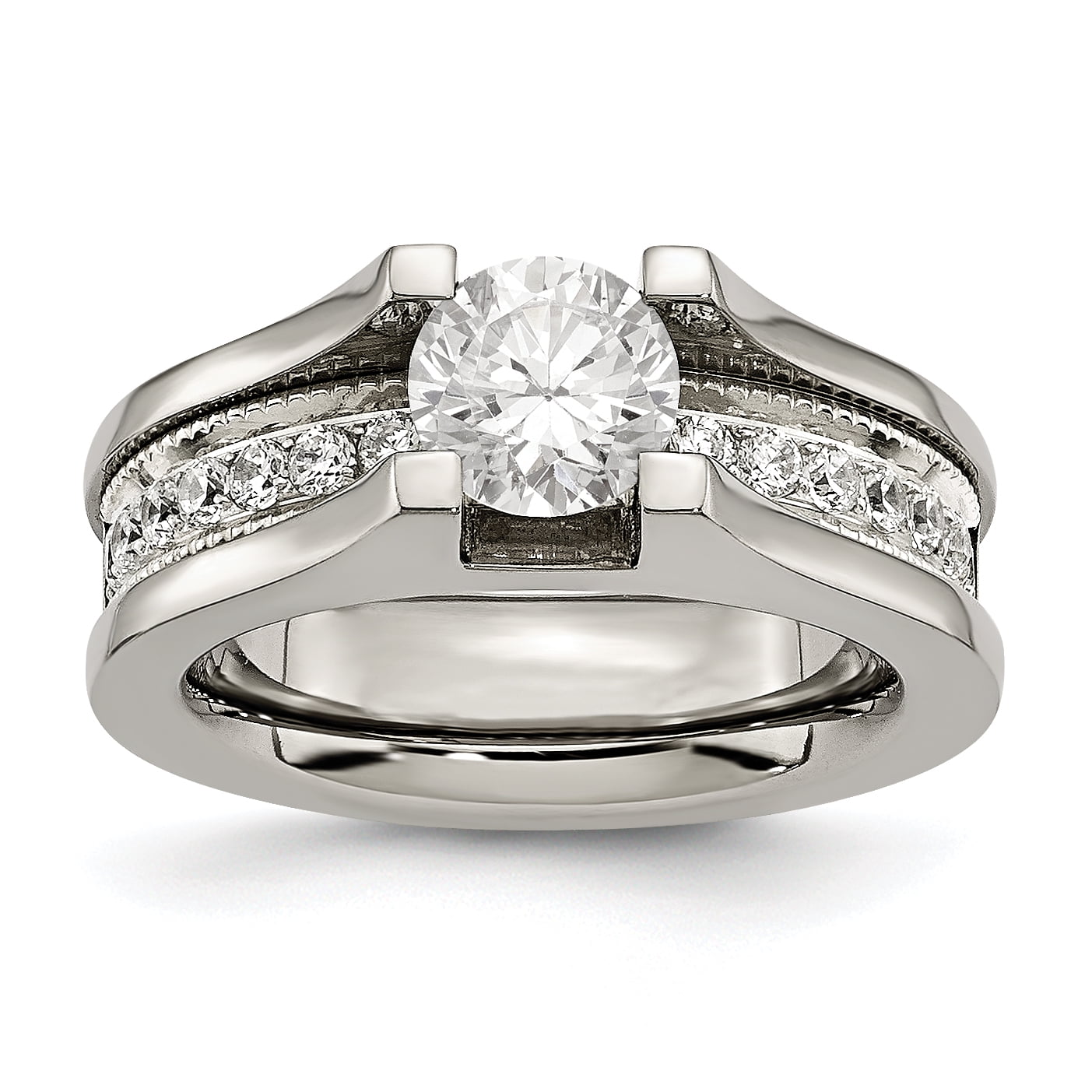 Titanium & Sterling Silver CZ Ring - Walmart.com