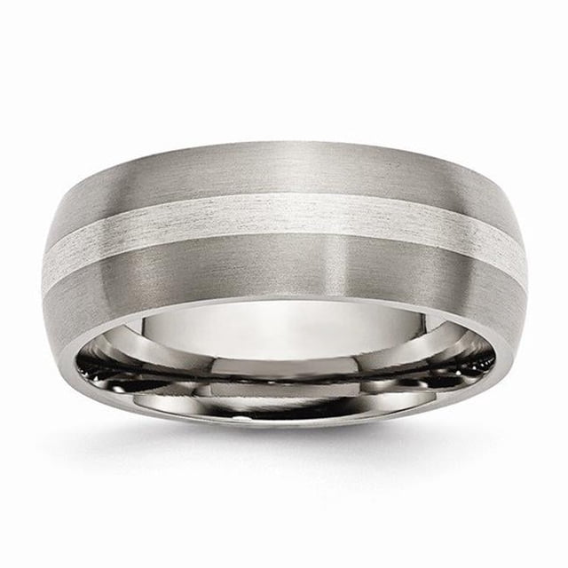 Titanium Sterling Silver Inlay 8mm Brushed Band - Walmart Business Supplies