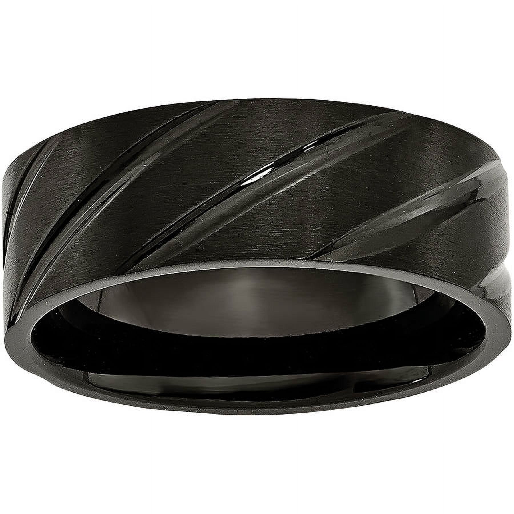Titanium Swirl Design Black IP-plated 8mm Brushed/Polished Band ...