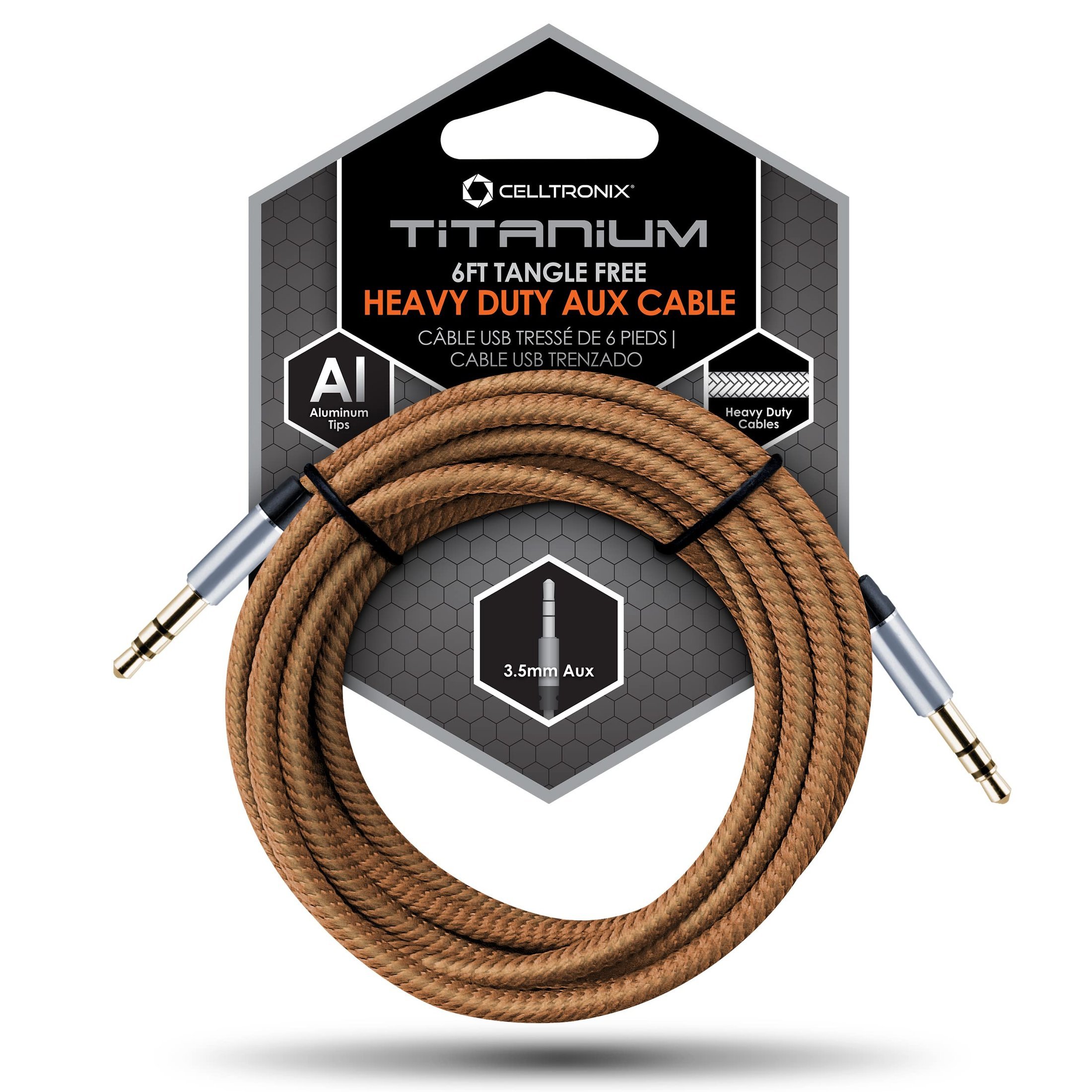 Titanium Tangle-Free 6FT Heavy Duty 3.5mm AUX Audio Cable - Walmart.com