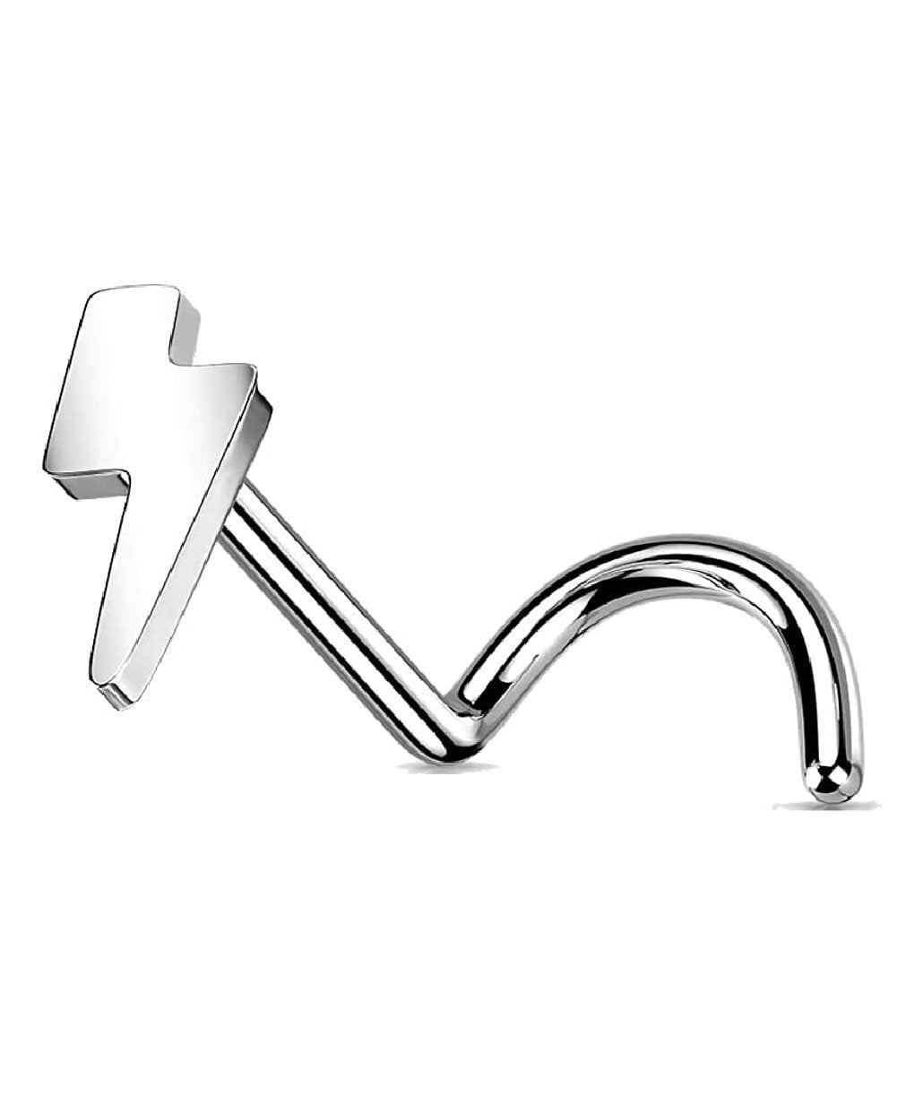 Titanium Threadless Push in With Lightning Bolt Shaped Top Nose Screw Rings - Walmart.com