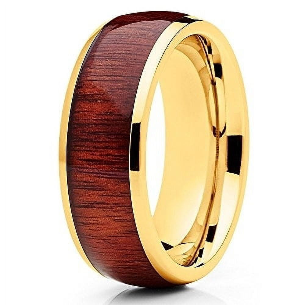 Titanium Wedding Band Koa Wood Titanium Ring Unique Titanium Ring 8mm ...