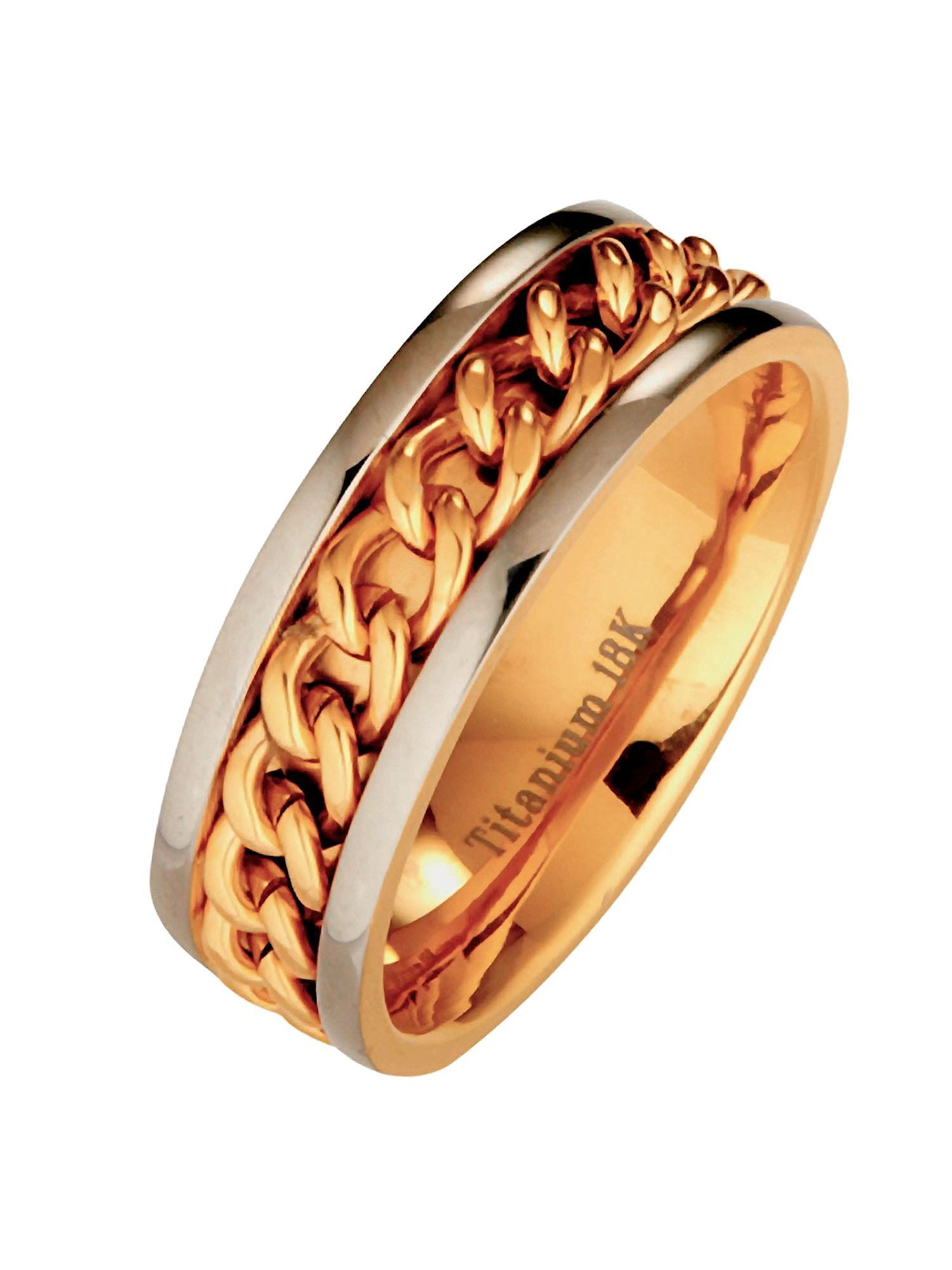 Titanium Wedding Ring 18k Gold Plated Chain 8mm Comfort Fit - Walmart.com