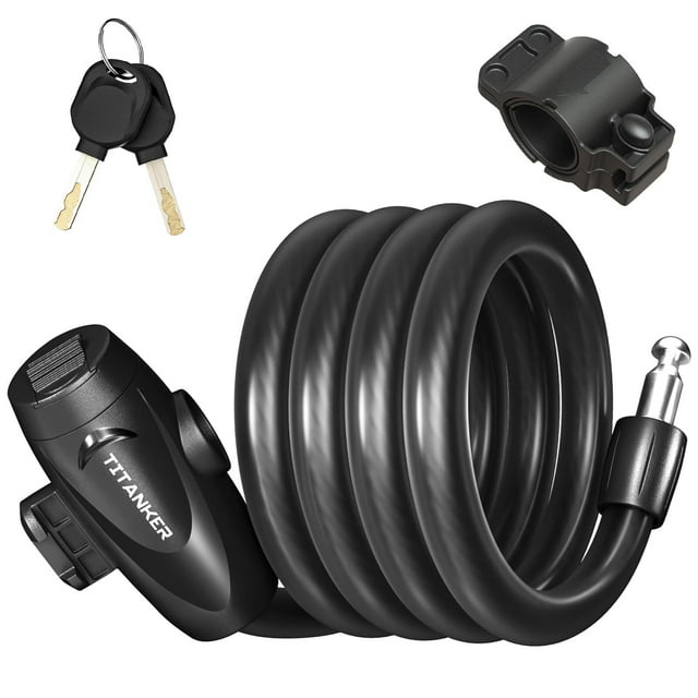 Titanker Bike Locks with Keys, Bike Lock Cable 4 Feet Coiled Secure ...