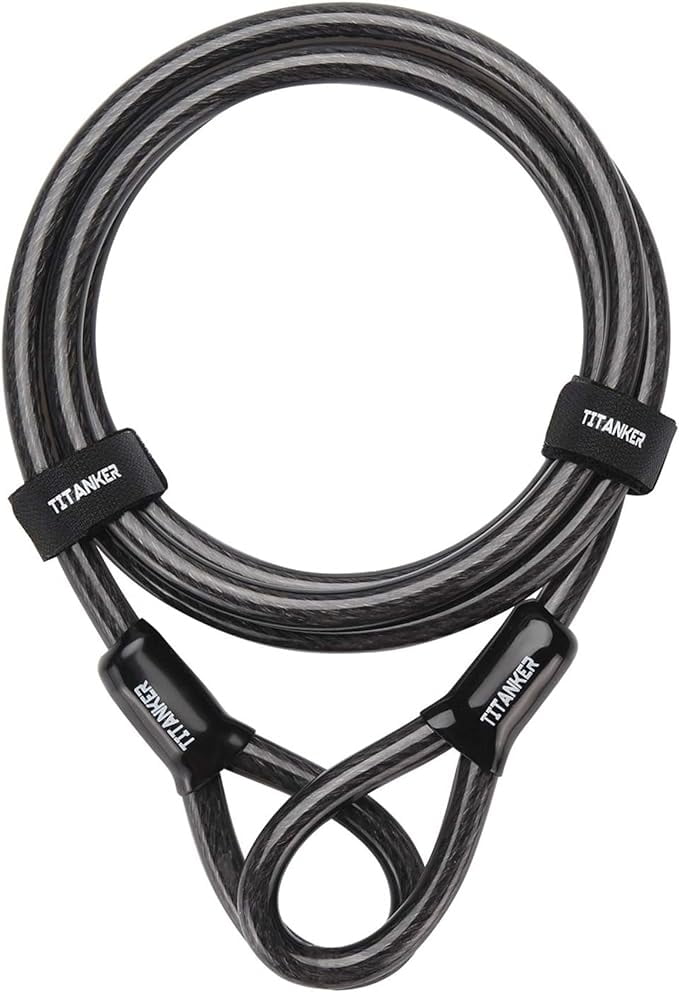 Titanker Bike Steel Cable, 12mm Thick Heavy Duty Security Vinyl Coated ...
