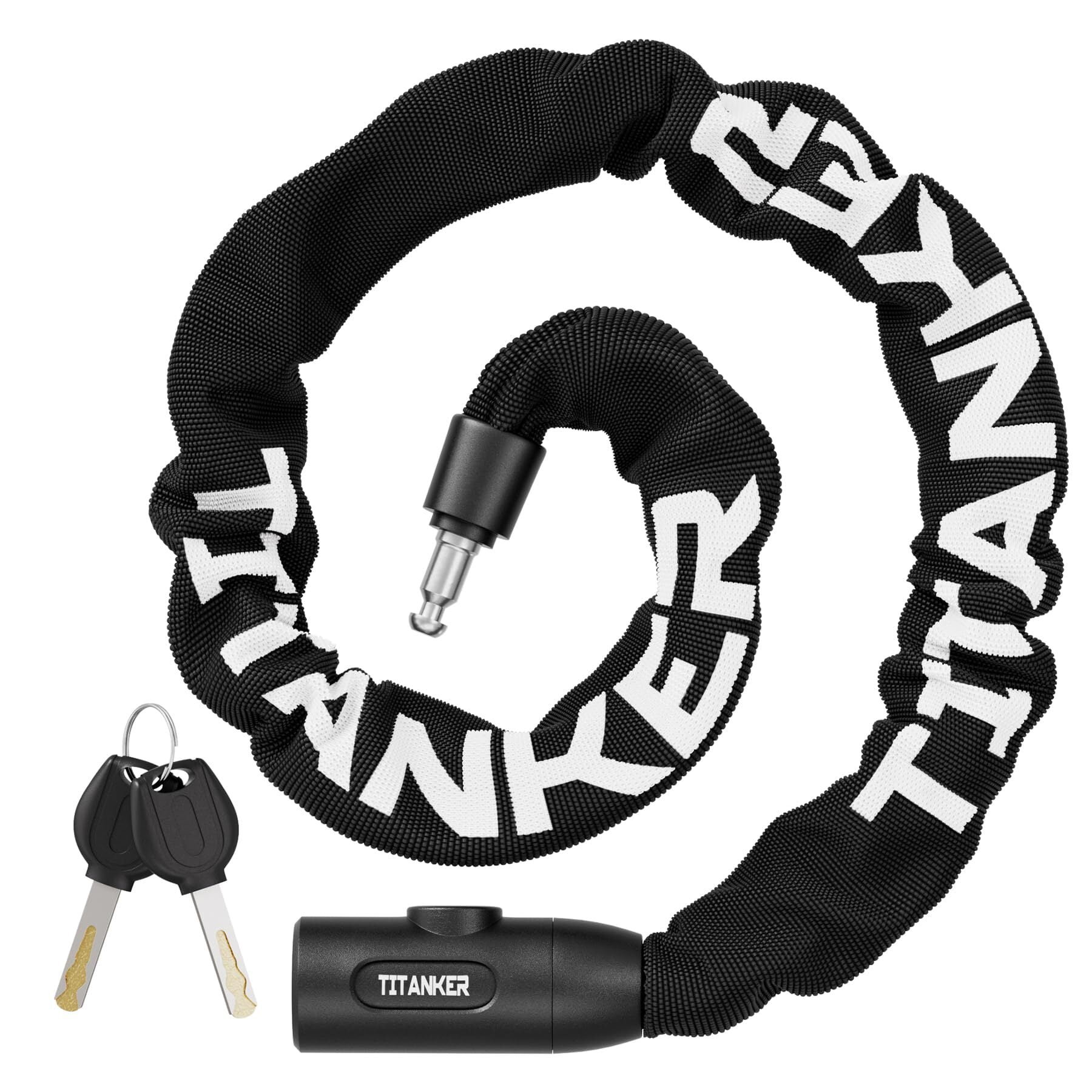 Titanker Heavy Duty 3ft Bike Lock, Steel Chain with Protective Sleeve ...