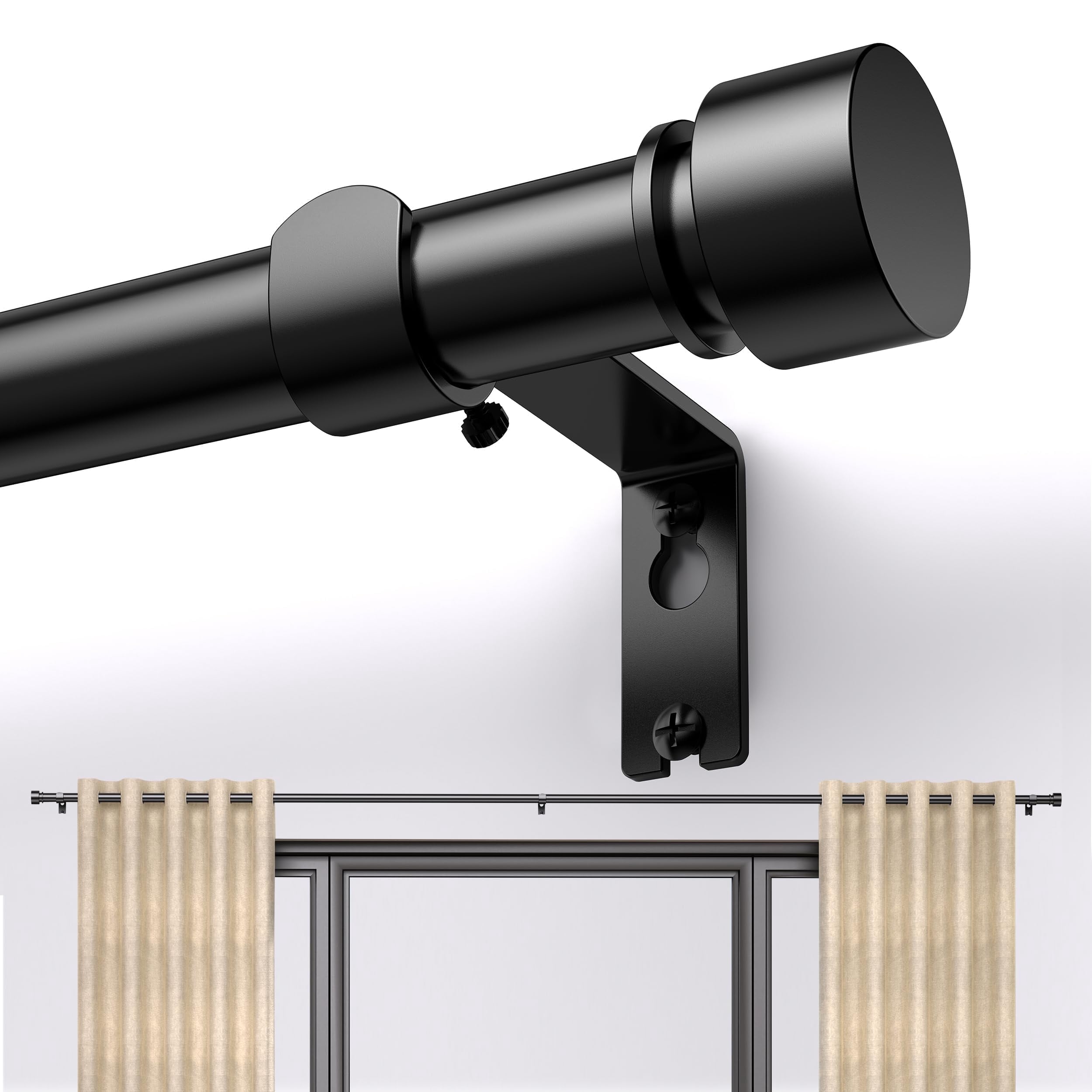 Free Shipping! TITANOCK Black Curtain Rod 17 to 187 Inch Heavy Duty ...