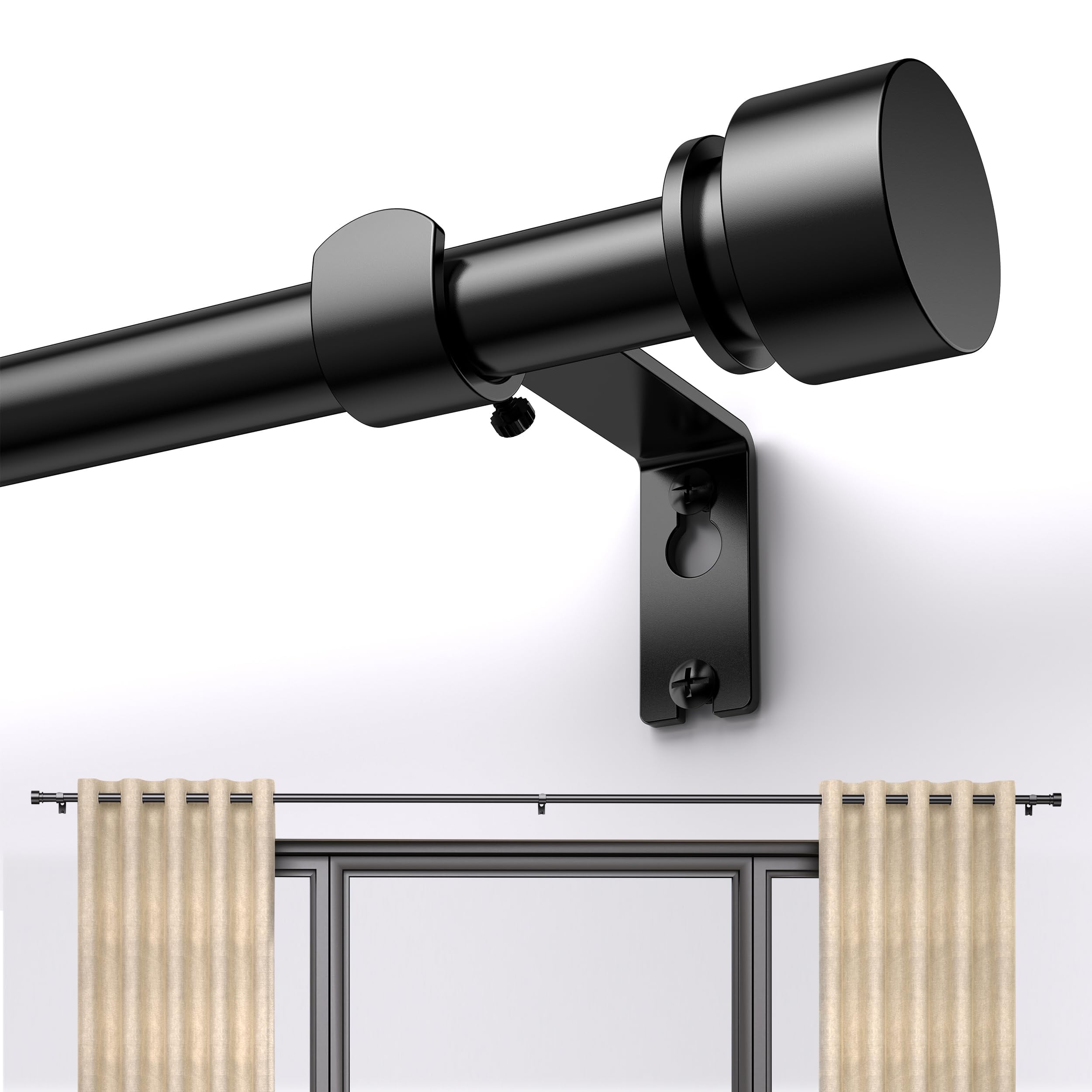 Titanock Short Curtain Rod 17 to 30 inch, Thick Rod, Adjustable and ...