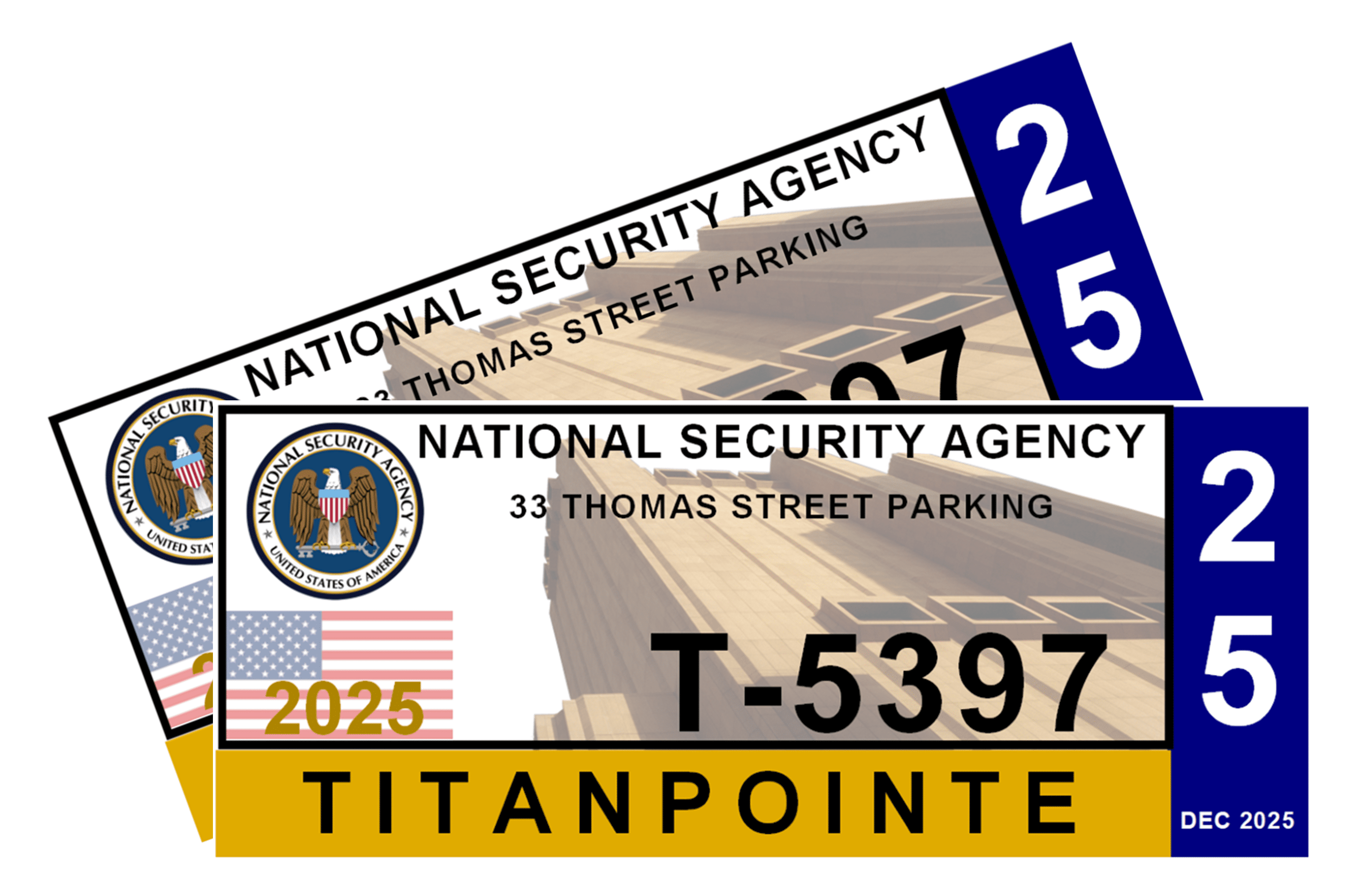 Titanpointe NSA Parking Stickers - Set of 2 - Walmart.com