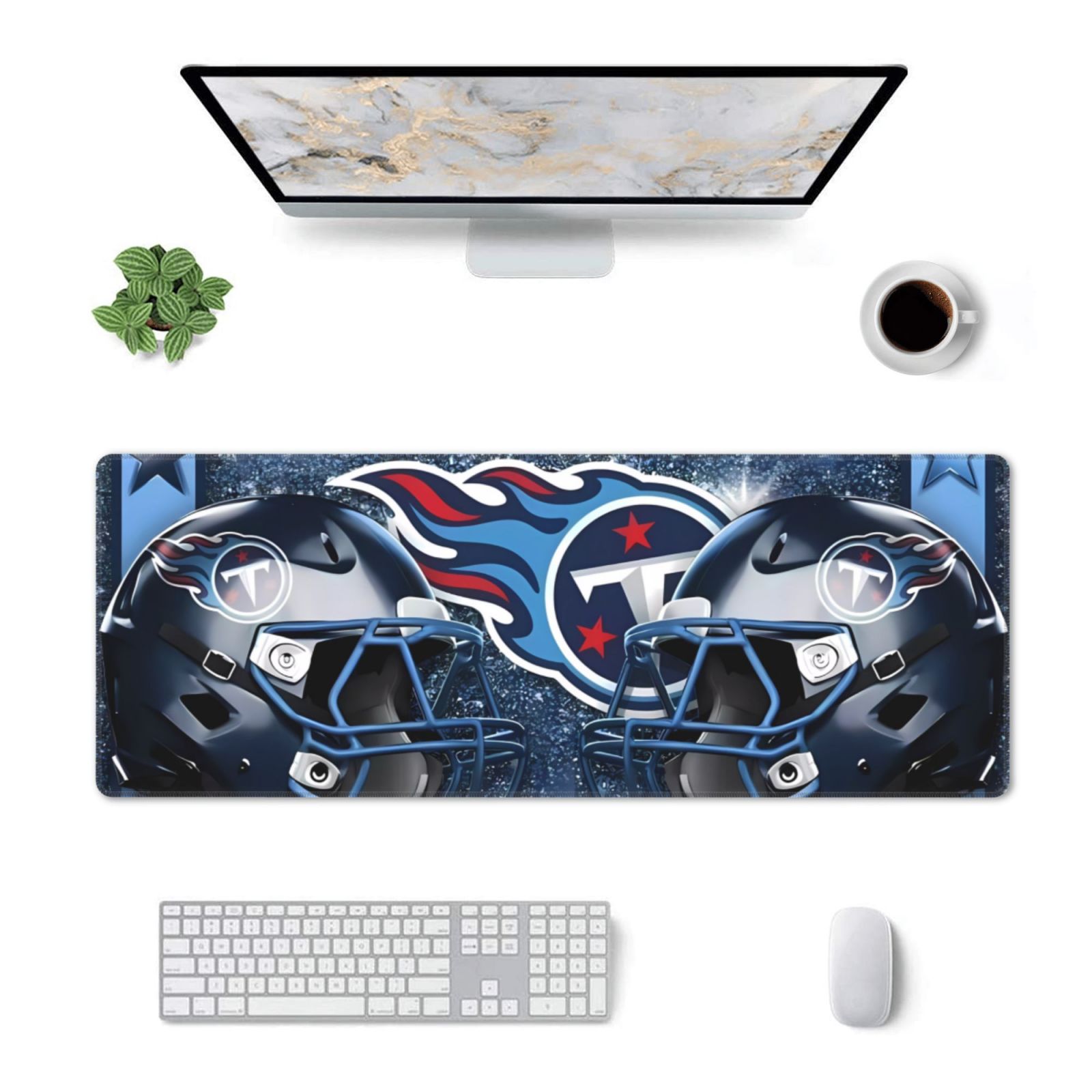 Titans Football Team Pattern Oversized Rubber Keyboard Pad 12x31.5 Inch ...
