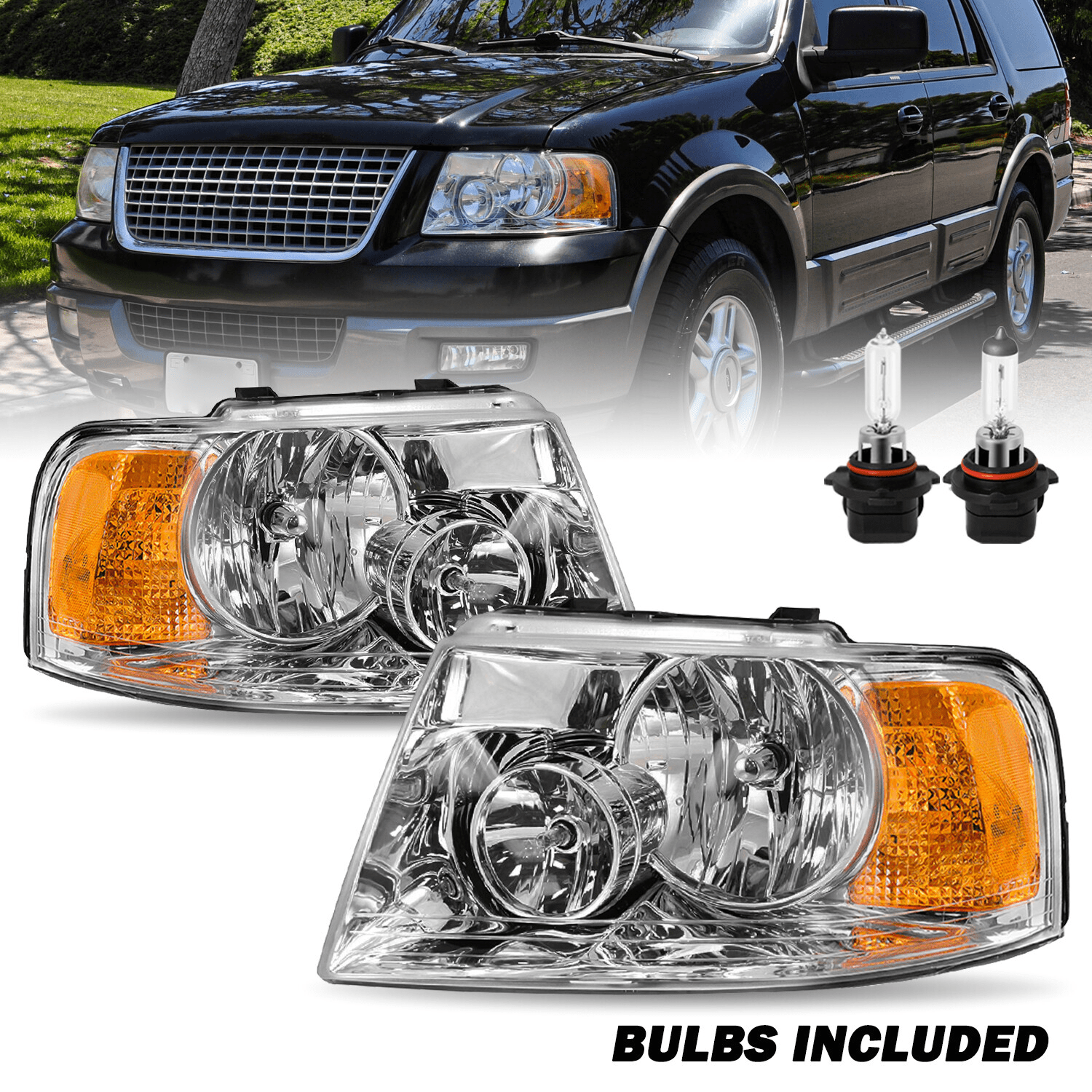 Titans Motors Chrome Housing Headlights for 2003–2006 Ford Expedition ...