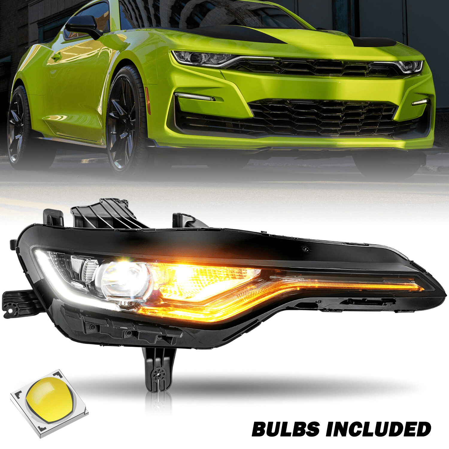 Titans Motors Headlight for 2019–2024 Chevy Camaro RS and SS LED DRL ...