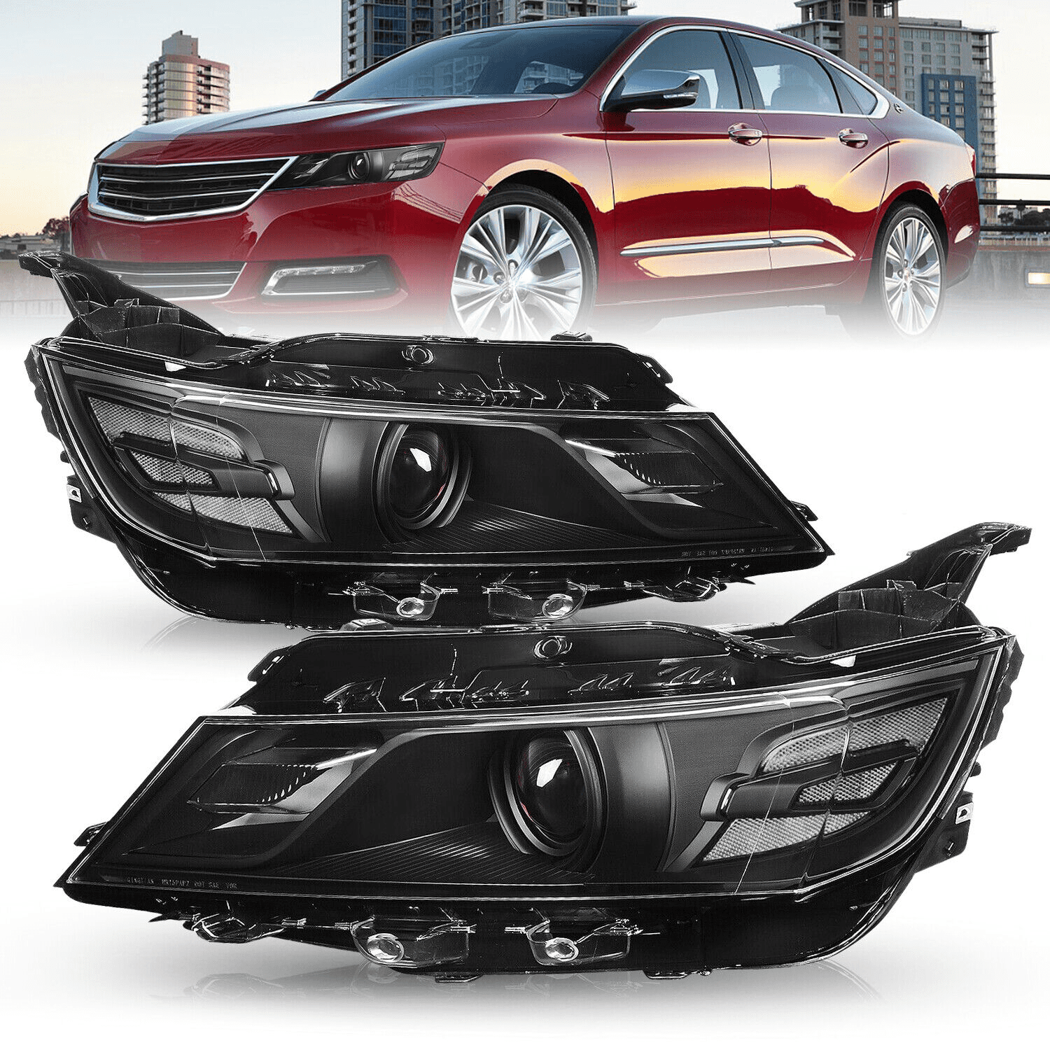 Titans Motors Headlights for 2014-2020 Chevy Impala Black Housing ...