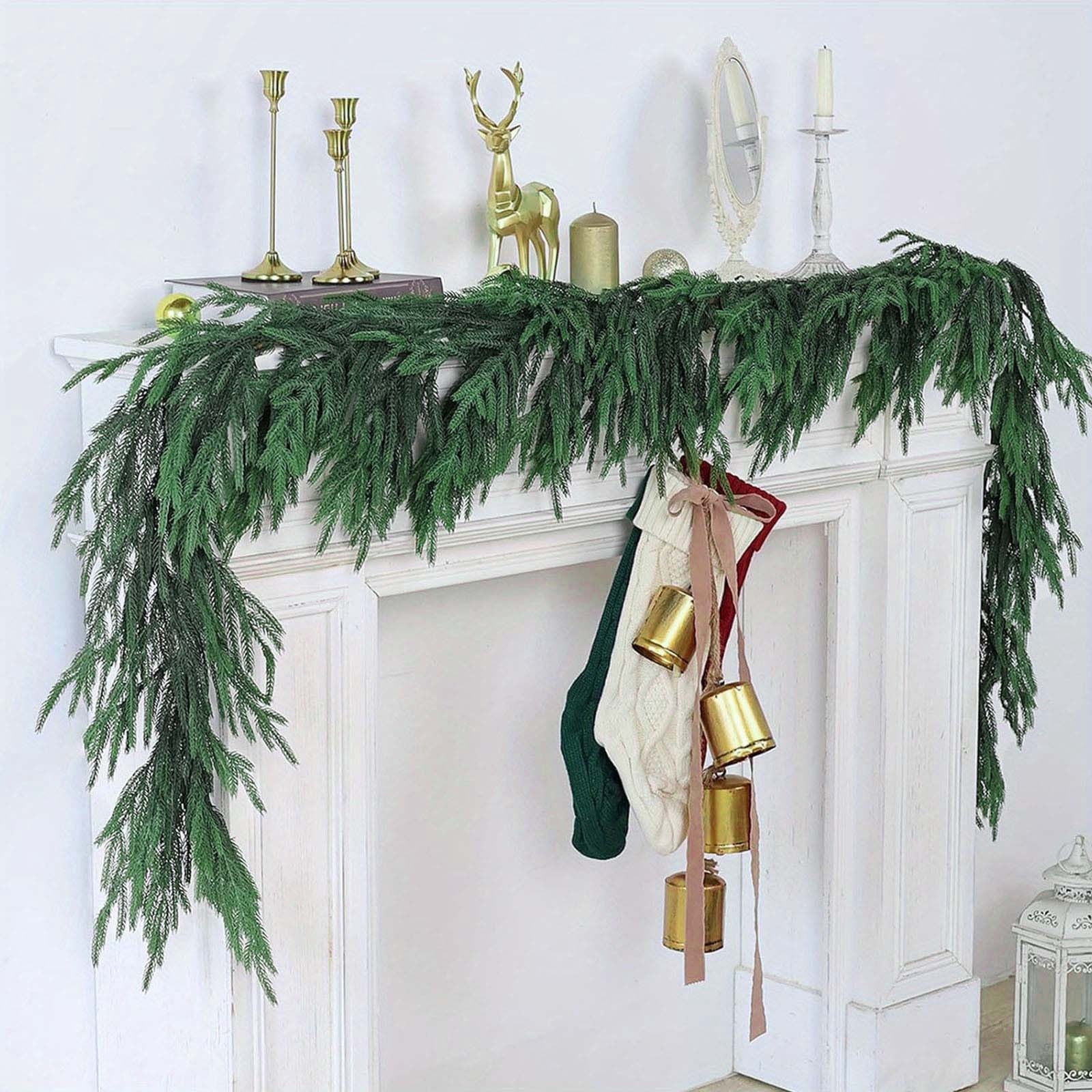 Titcea 6 Ft Artificial Norfolk Pine Garlands, Real Touch Winter Pine ...