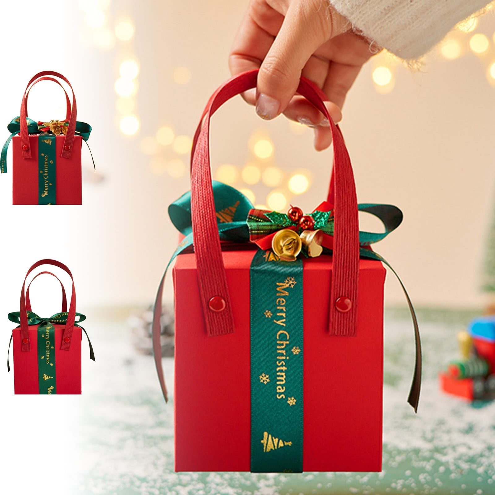 Titcea Christmas Gift Boxes for Presents, 4x4x4 Inches Ribbons Designs ...