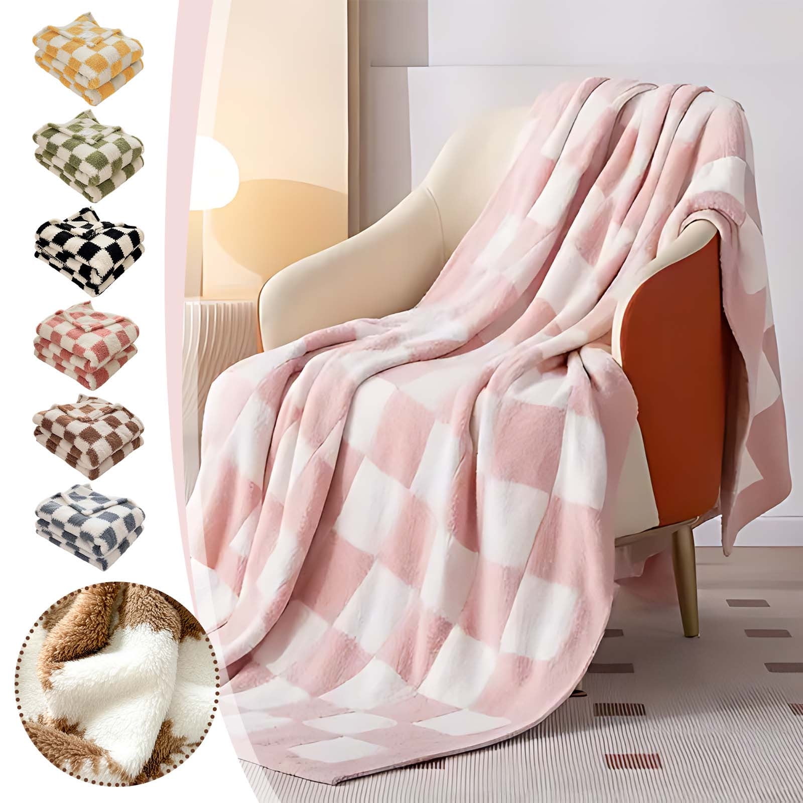 Titcea Throw Blanket, Plaid Print Flannel Blanket, Double Layer Warm ...
