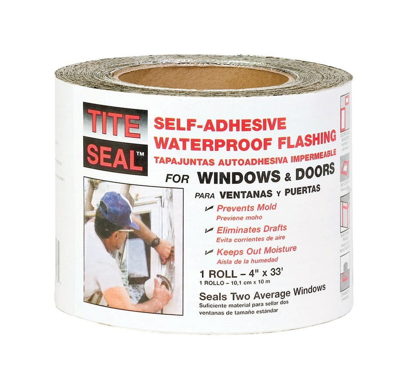 Tite Seal 4 in. W X 33 ft. L Rubber Self-Adhesive Waterproof Flashing ...
