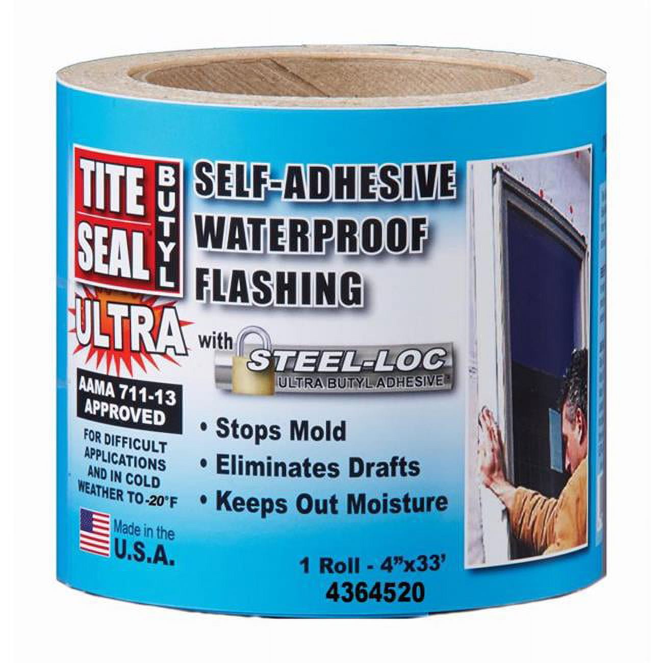 Tite Seal Ultra 5037392 4 in. x 33 ft. Seal Polyethylene Flashing Butyl ...