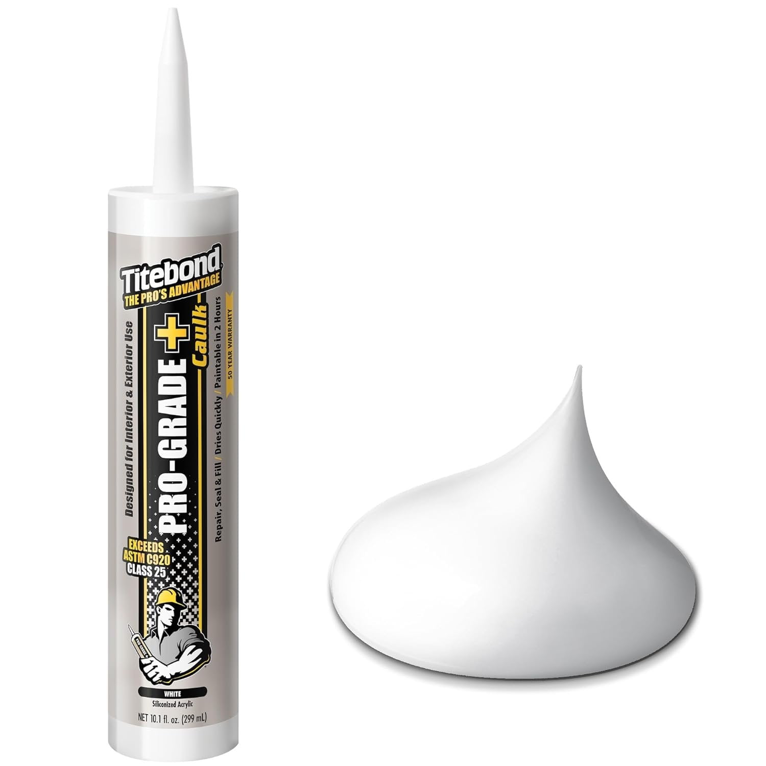 Titebond Pro-Grade Plus Acrylic Caulk - Water-Resistant, Siliconized ...