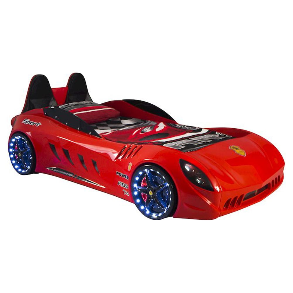 Titi Racer Modern Wood TT Twin Race Car Bed with Remote Titi Racer Modern Wood TT Twin Race Car Bed with Remote