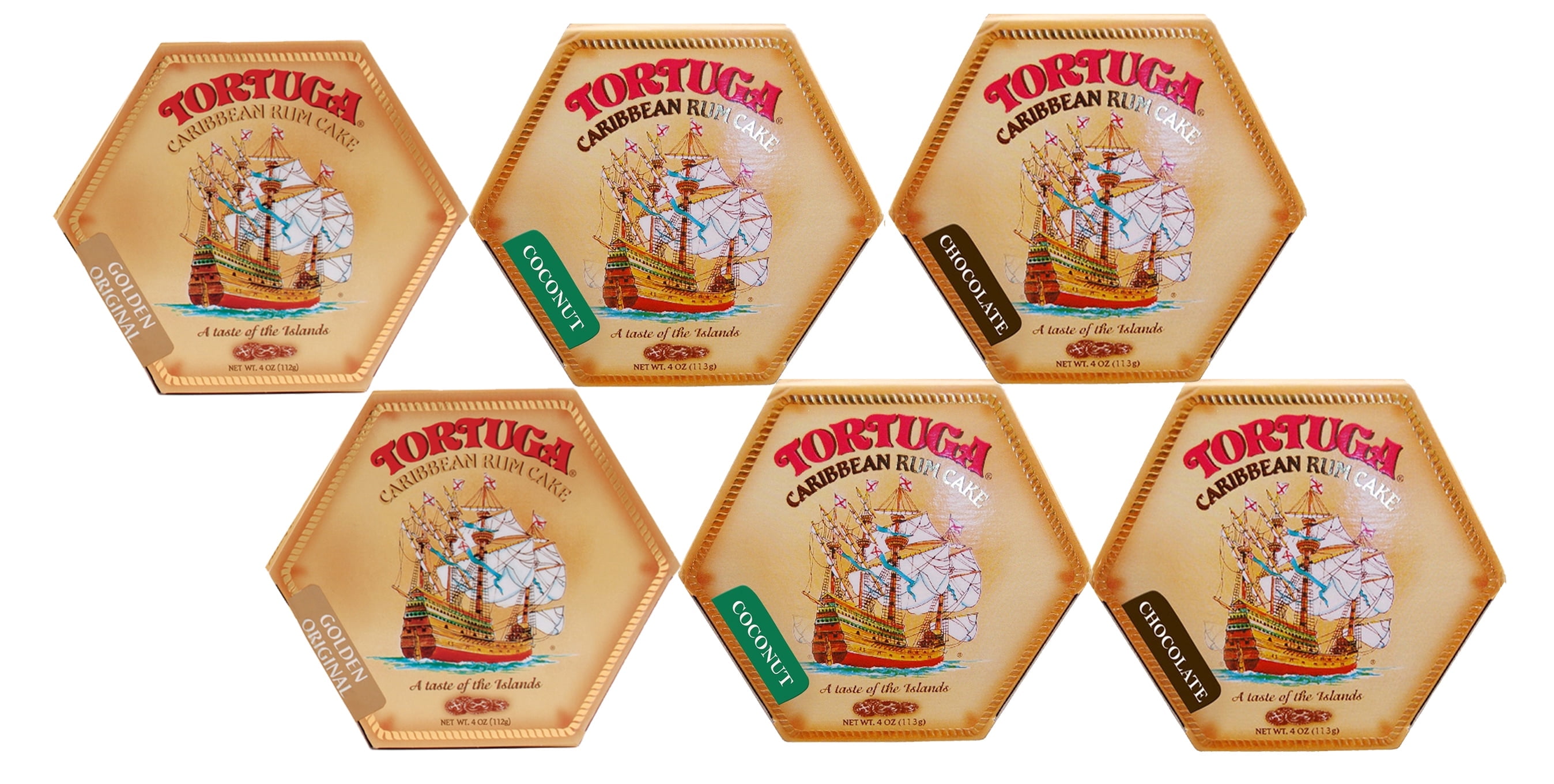 Title: 6-Pack Tortuga Caribbean Rum Cake Assortment: 4 oz Golden ...