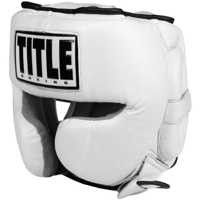 Title Boxing Leather Training Headgear - Large White, for MMA and ...