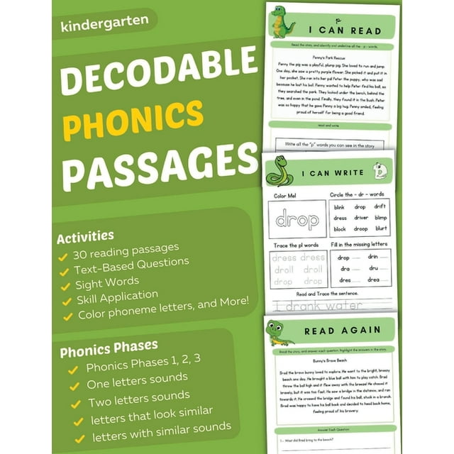 Title: Decodable Phonics Passages for Kindergarten: Improve Reading and ...