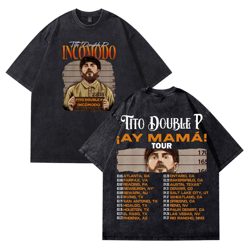 Tito Double P Tshirt for Men Washed tshirt Ay Mama Tour 2025 Fans Streetwear Tee Shirt - Walmart.com