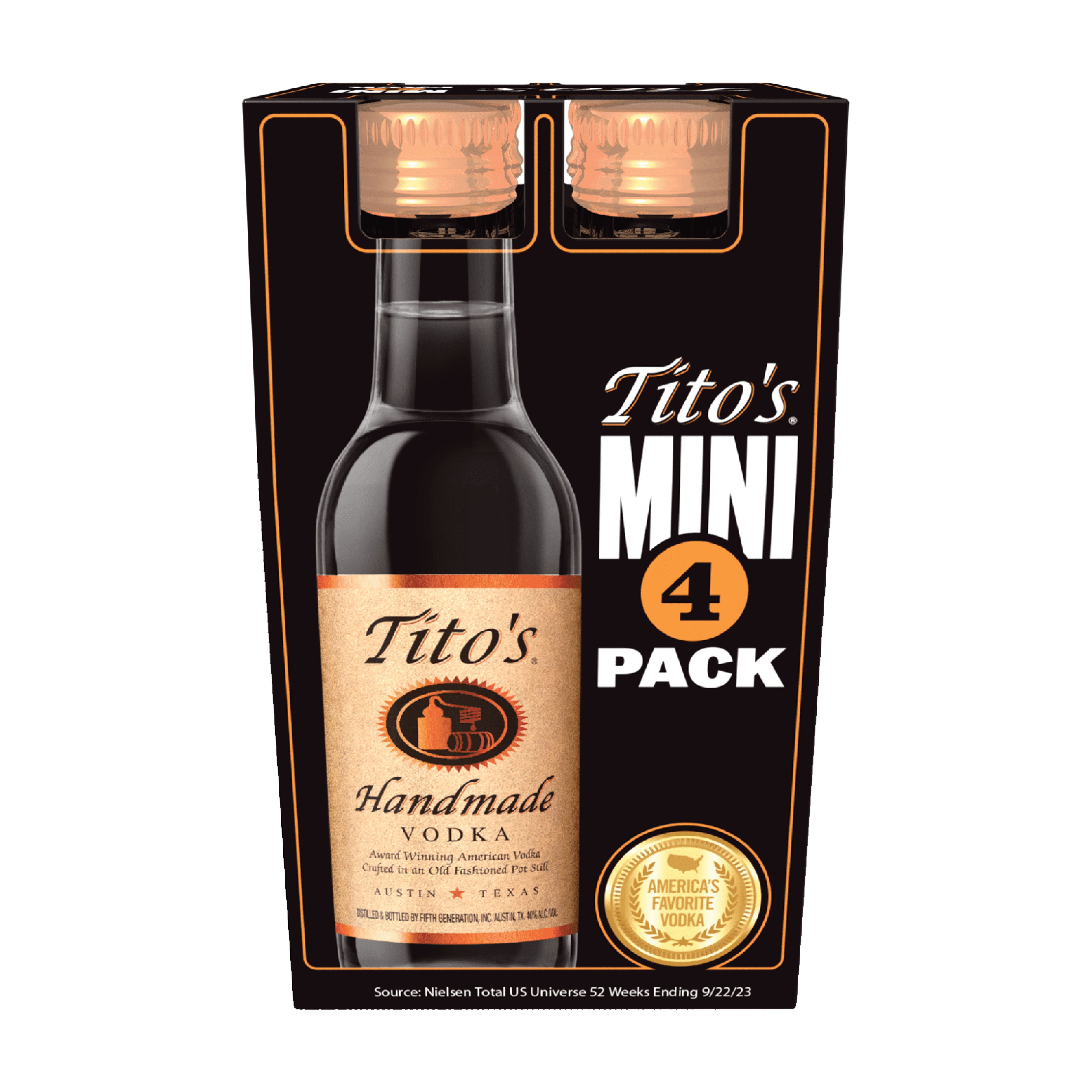 Tito's Handmade Vodka, 4 Pack 50 ml Bottles, 40% ABV - Walmart.com