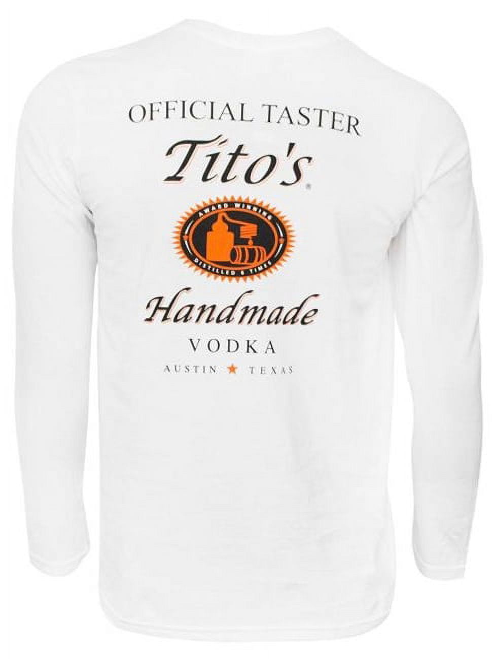 Titos Vodka 39124M Mens Titos Vodka Long Sleeve Tee Shirt - White ...