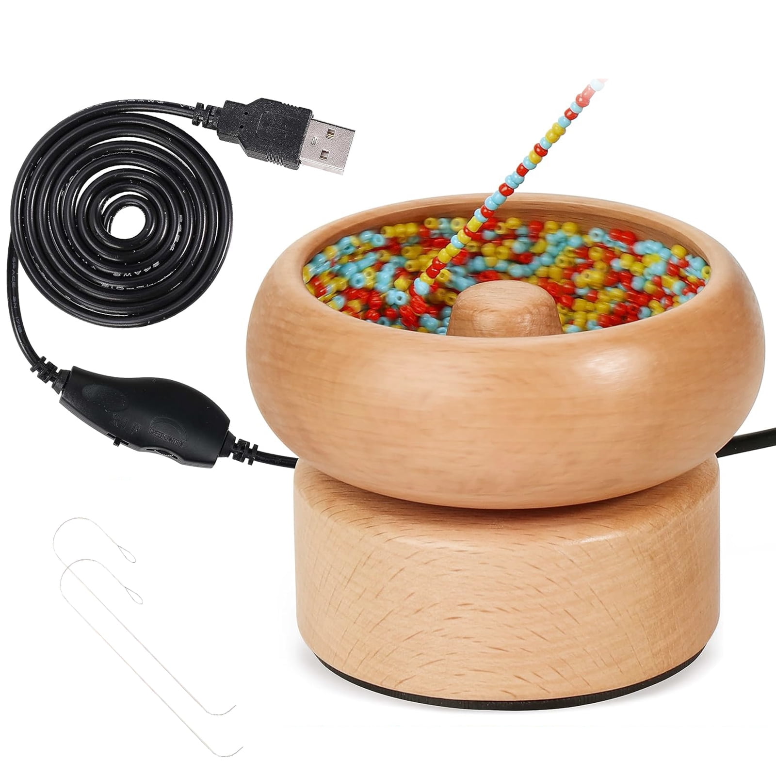 Titoumi LC Seed Bead Spinner with Large Eye Bead Needle - Wood Waist ...