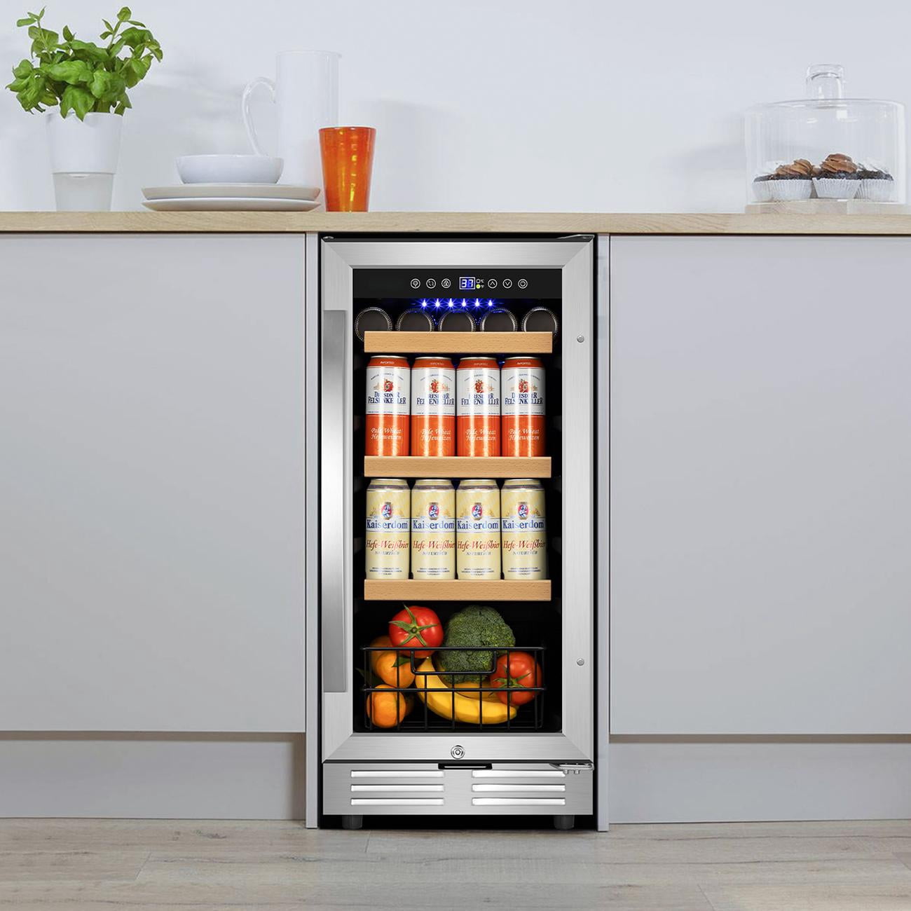Tittla 15 inch Under Counter Beverage Cooler, 130 Can Capacity, for ...