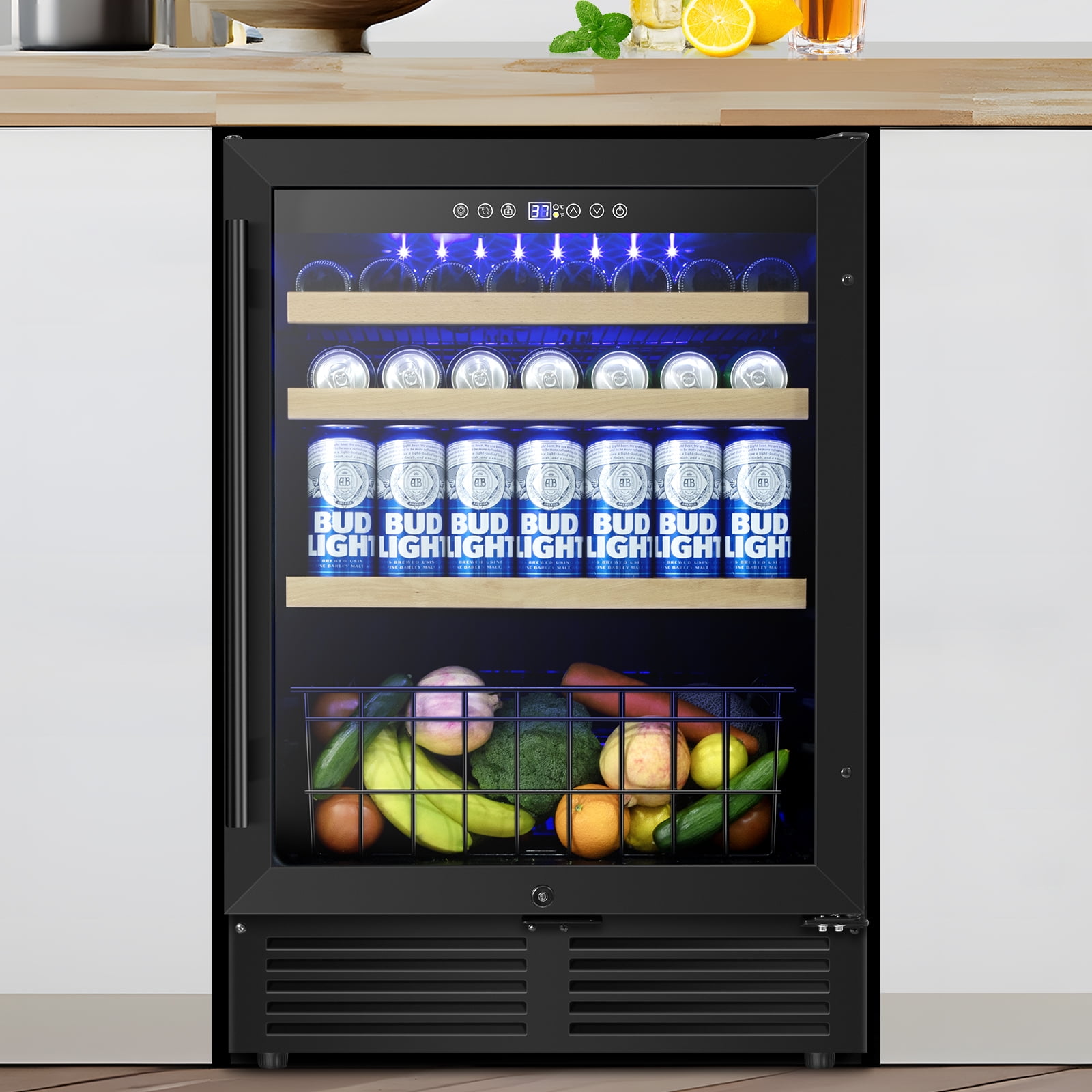 Tittla 24 Inch Wine and Beverage Refrigerator, 4.9 Cu.Ft. Under Counter ...