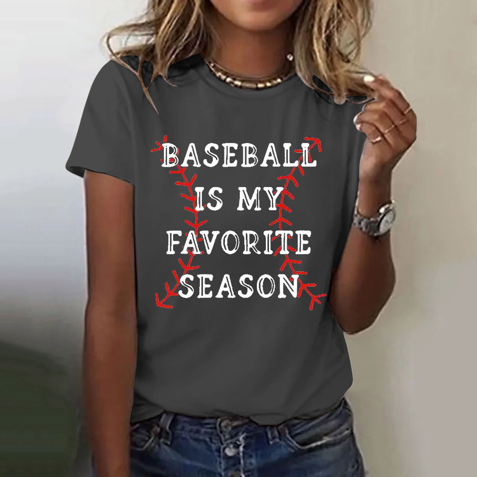 Tittly T Shirts for Women Graphic Tees Baseball Is My Favorite Season ...