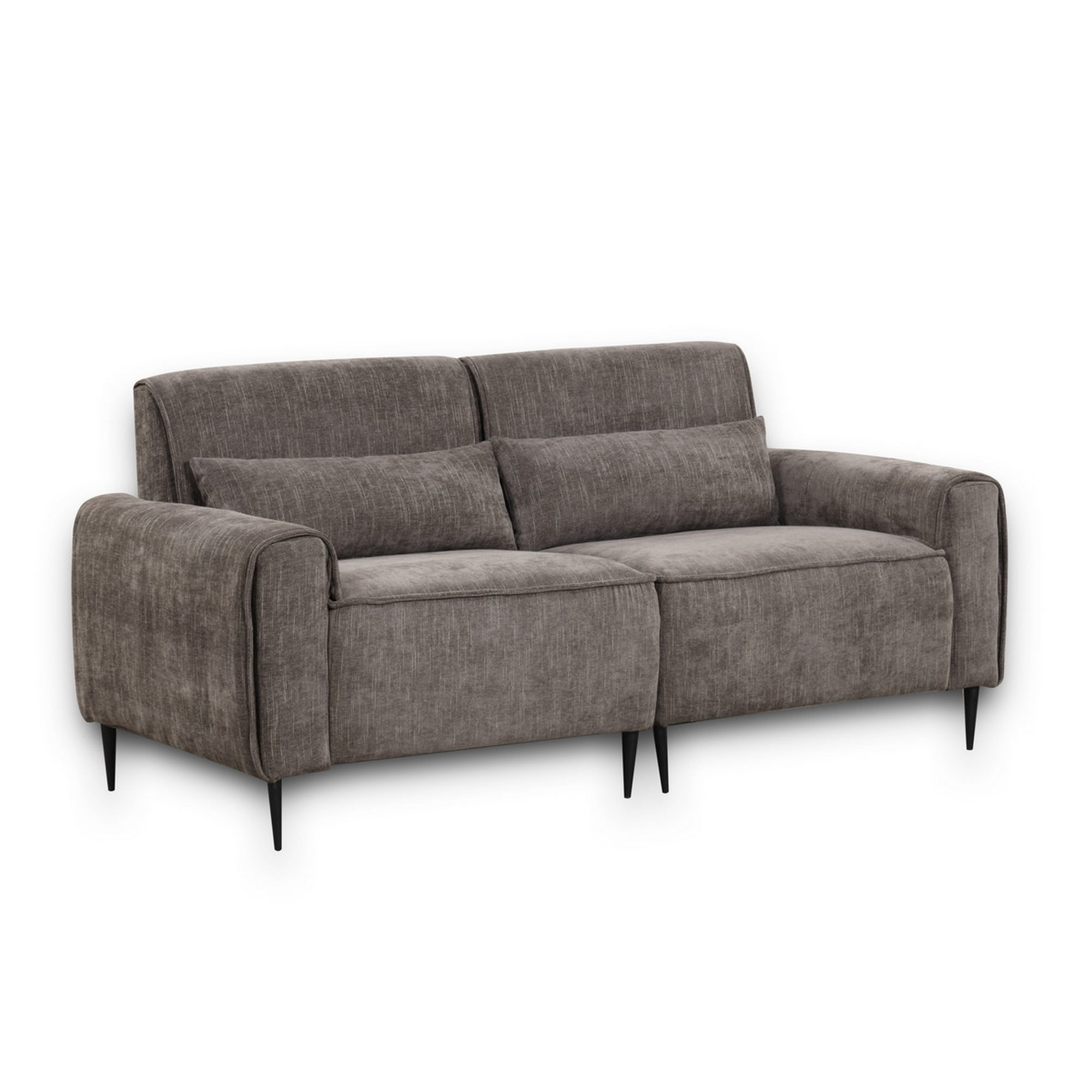 Benjara 74 in. Tiu Sofa with 2 Lumbar Pillows, Chenille, Metal, Solid ...