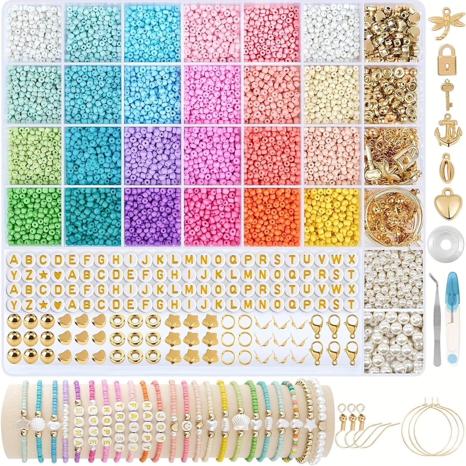 Tivamiko 12000Pcs DIY Bracelets Making Kit with 3mm Clay Beads ...
