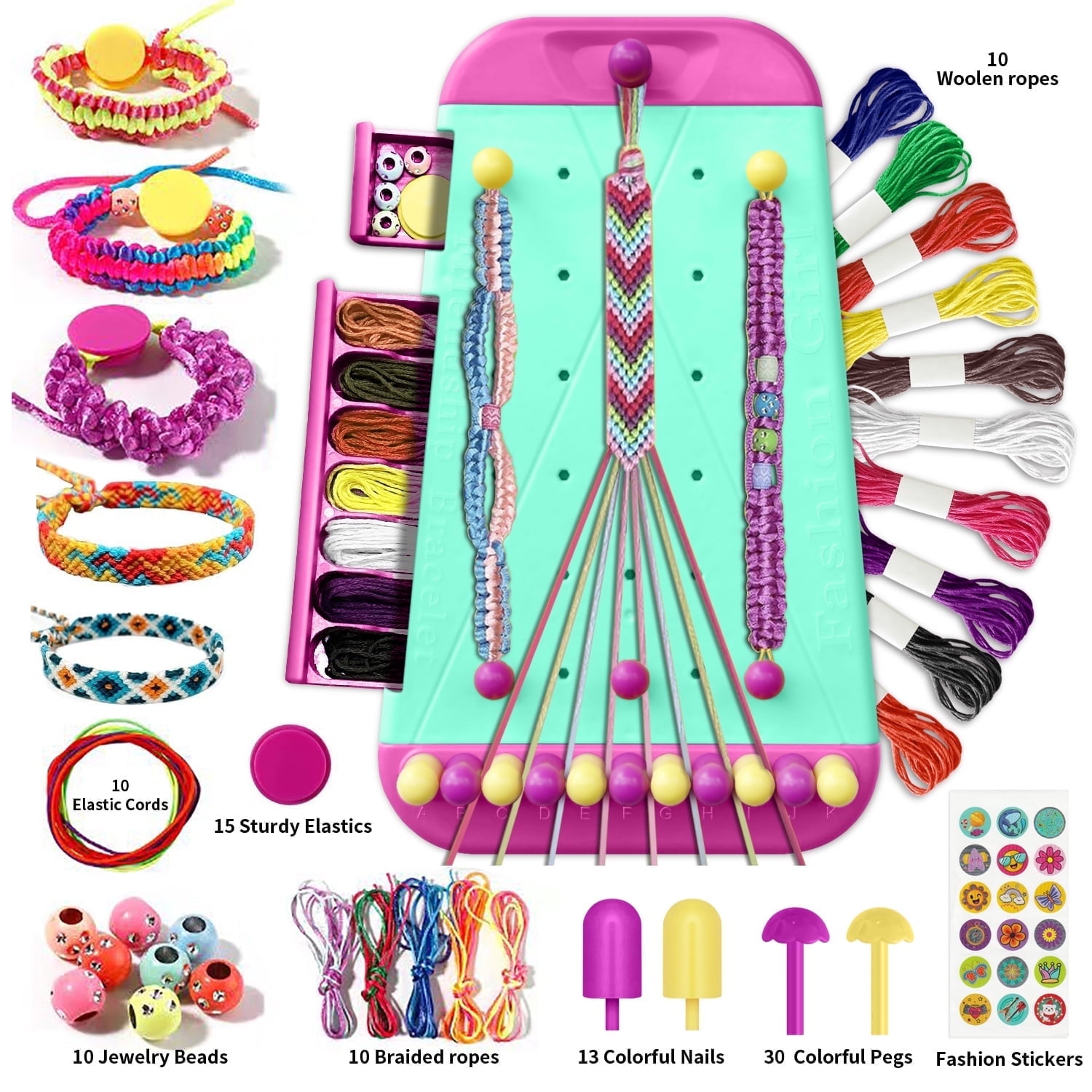 Tivamiko 2-in-1 DIY Friendship Bracelet Making Kit for Girls Ages 8-12 ...
