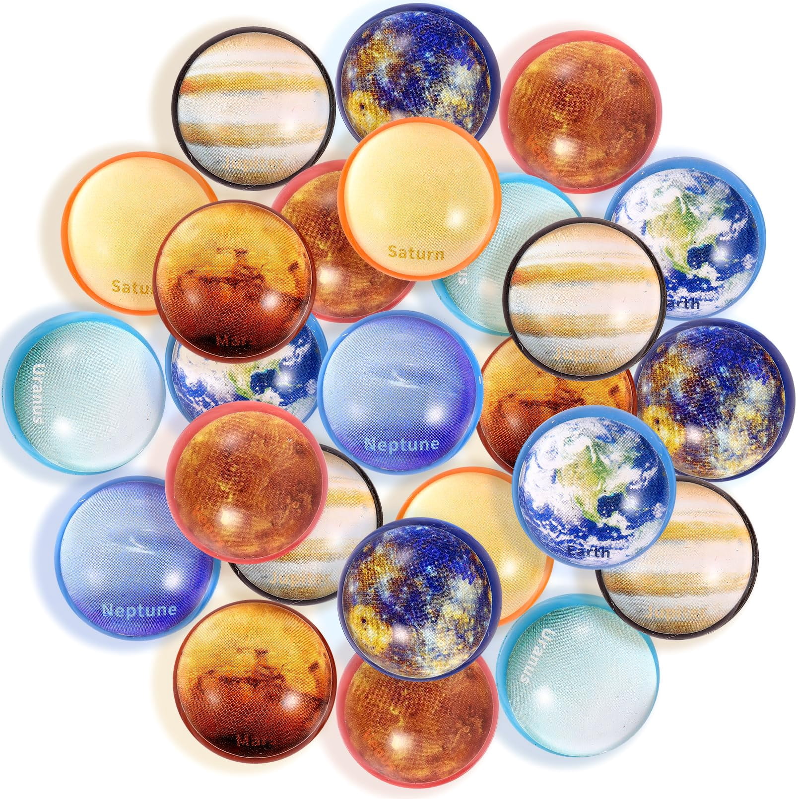 Tivcck 24 Pcs Bouncy MMF7 Balls,Small Bouncing Balls,Space Solar System ...