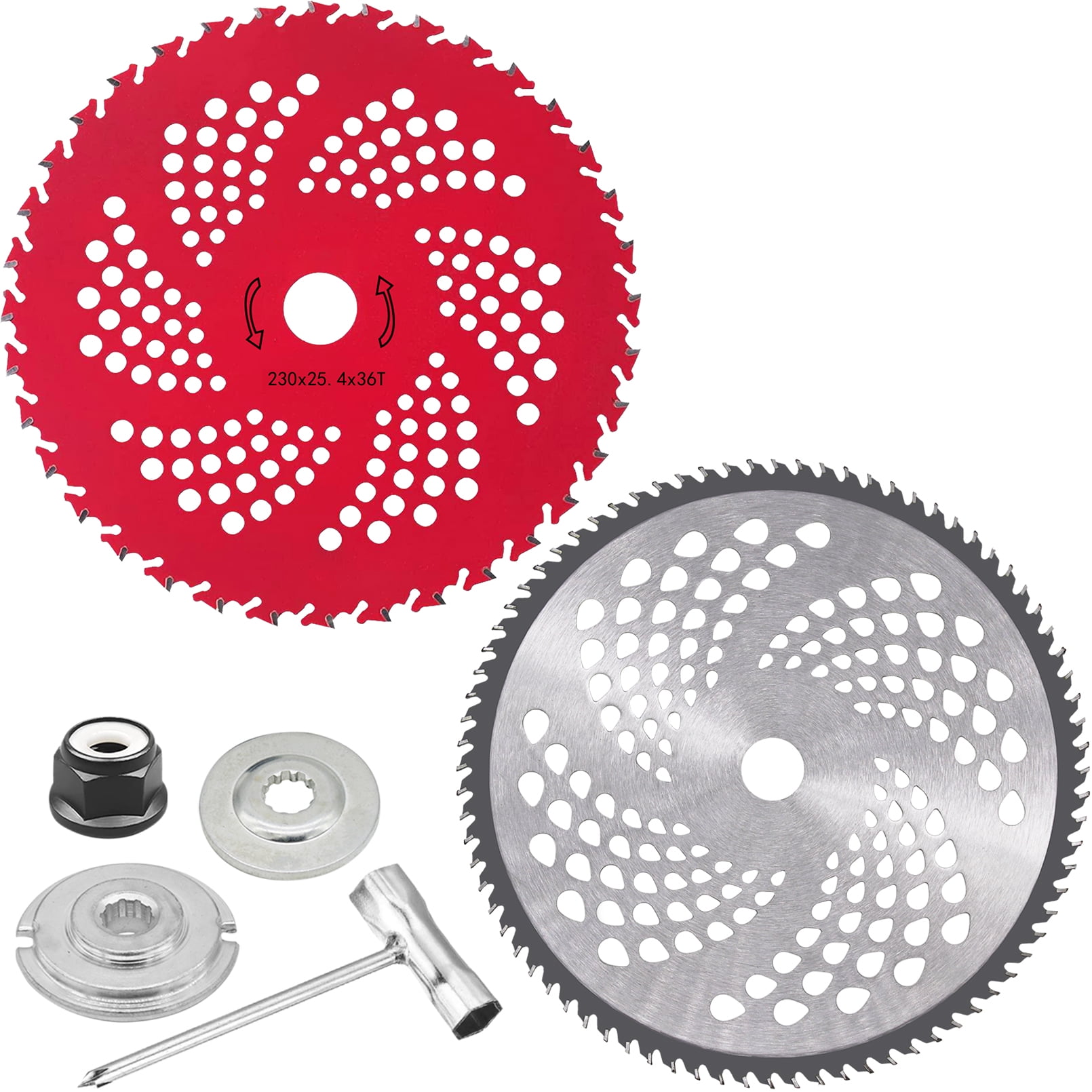 Tivddikun 9" x 36T + 10" x 80T Carbide Tip Brush Cutter Blades Premium Stainless Steel Trimmer ...