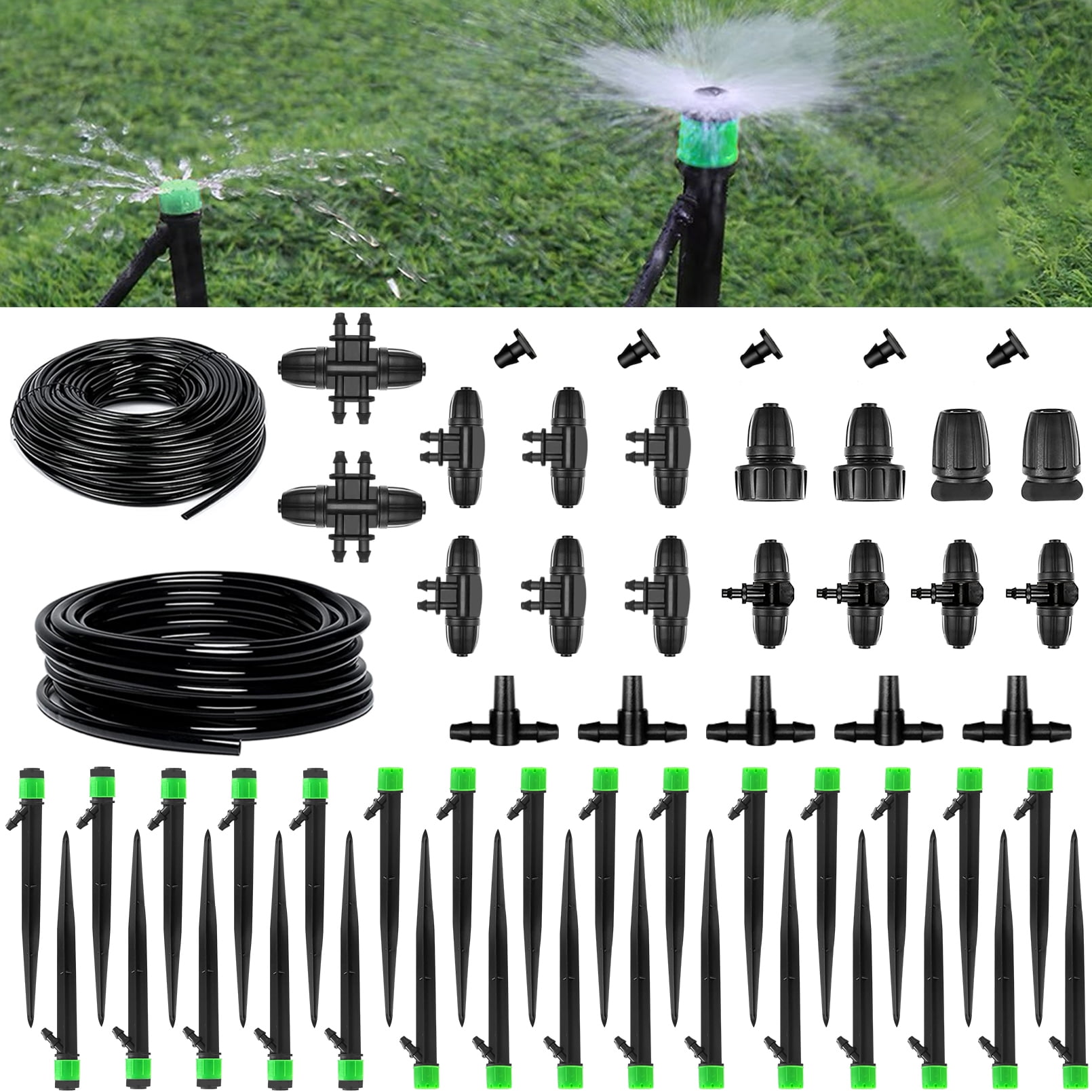 Tivddikun Drip Irrigation Kit, Adjustable System with 50FT 1/4" and 5/ ...