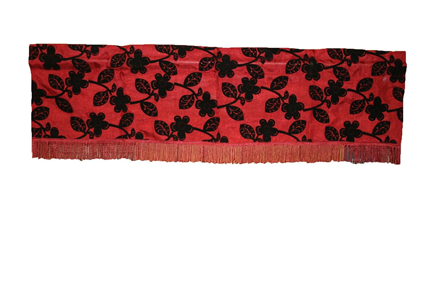 Tivoli Flock Floral Design 60" X 15" Window Valance - Burgundy ...