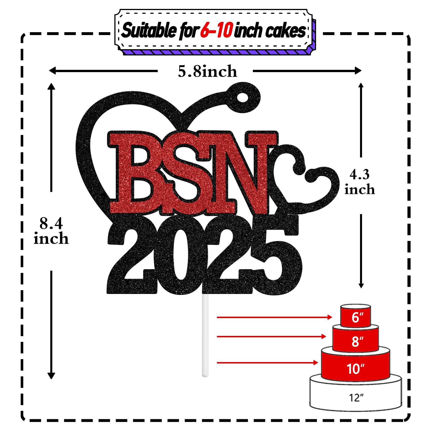 Tivurcia BSN 2025 AJH3 Cake Topper - Class of 2025 Nurse Graduation ...