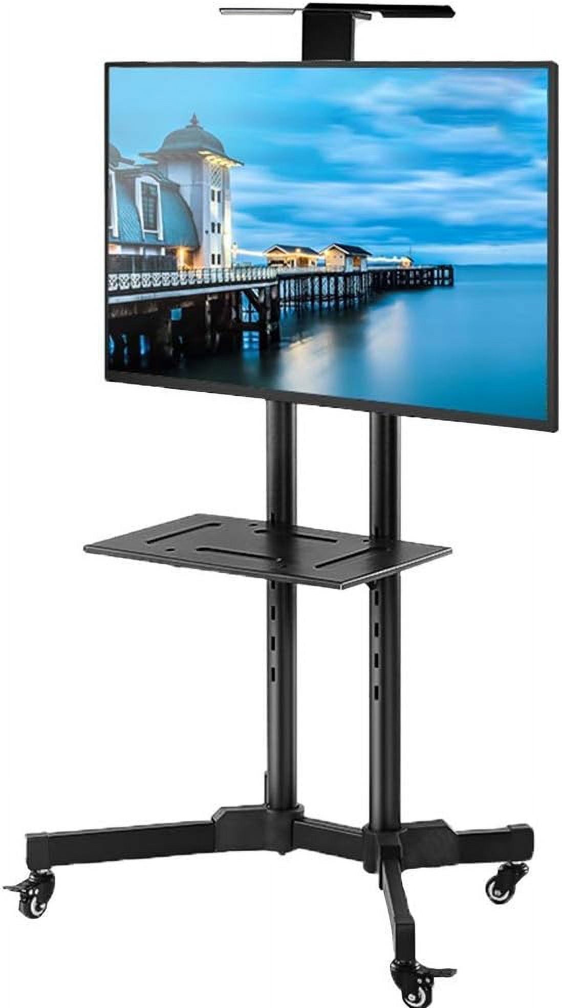 Tiwa Mobile Rolling TV Stand Cart with shelve for 32 to 65 inch Flat Panel TVs, Black Metal ...