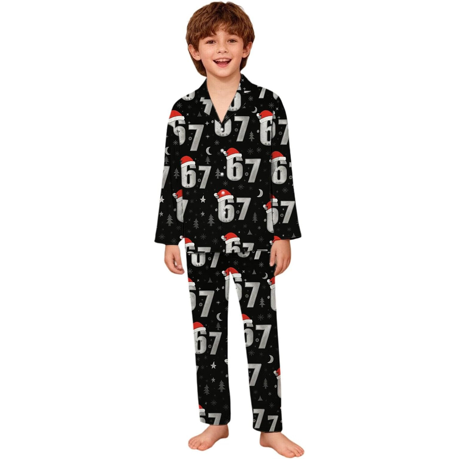 Tiweut 67 Christmas 𝑷𝒂𝒋𝒂𝒎𝒂s 6 7 Shirt and Pants Set 2025 Six Seven Boys ...