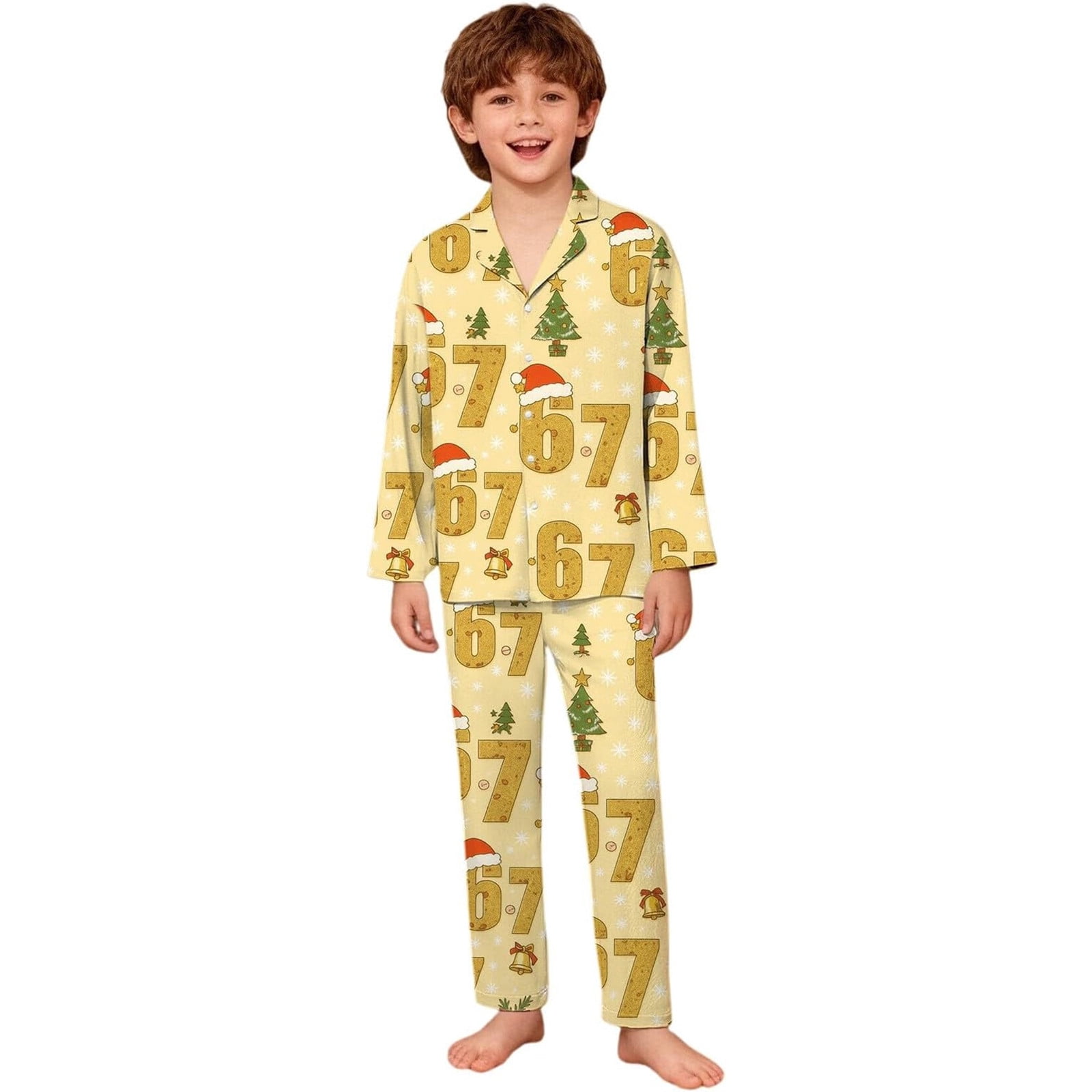 Tiweut 67 Christmas 𝑷𝒂𝒋𝒂𝒎𝒂s 6 7 Shirt and Pants Set 2025 Six Seven Boys ...